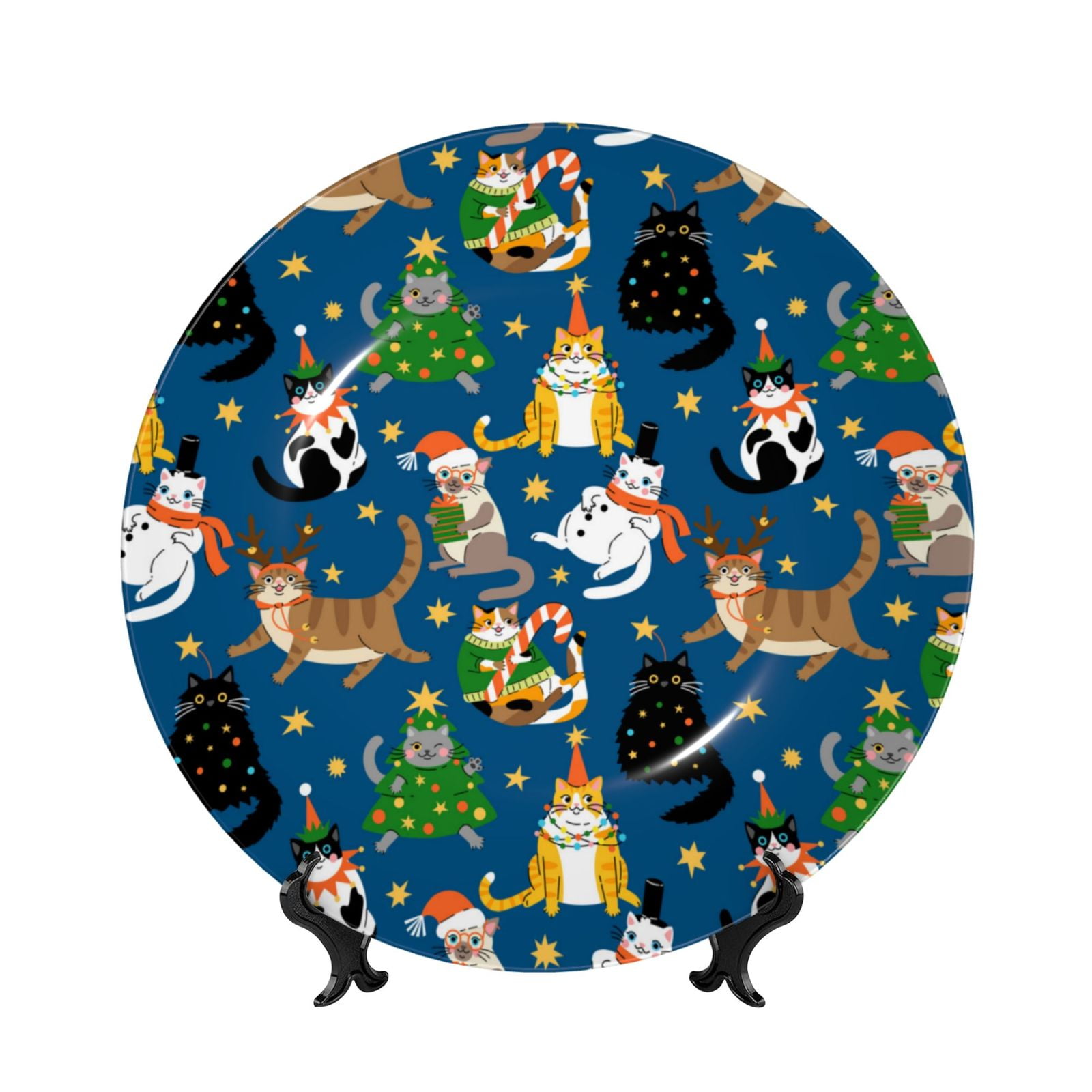 Kdxio Different Cats Christmas Bone China Decorative Plate Ceramic ...