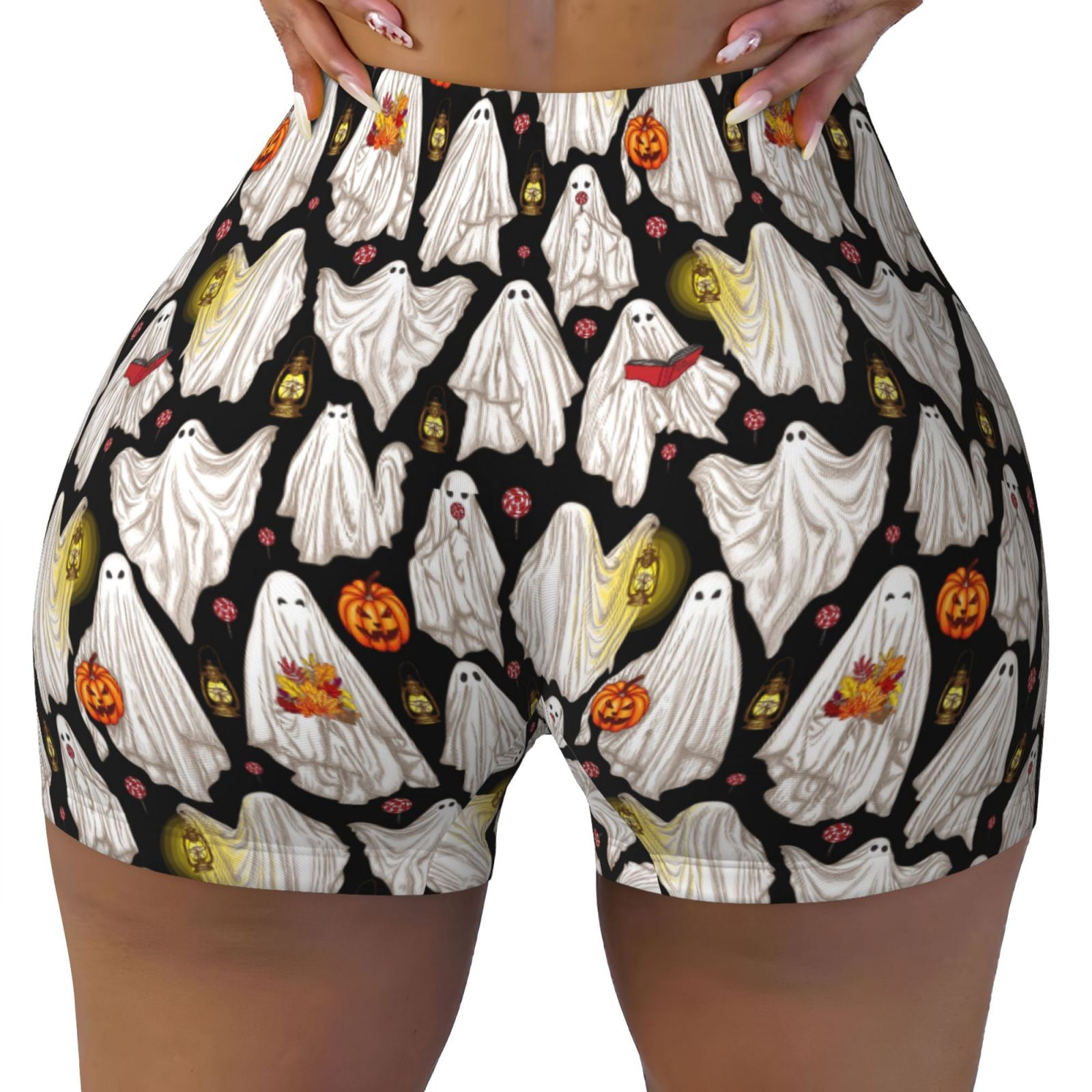 Kdxio Different Ghosts Print Workout Shorts for Women Seamless Soft ...