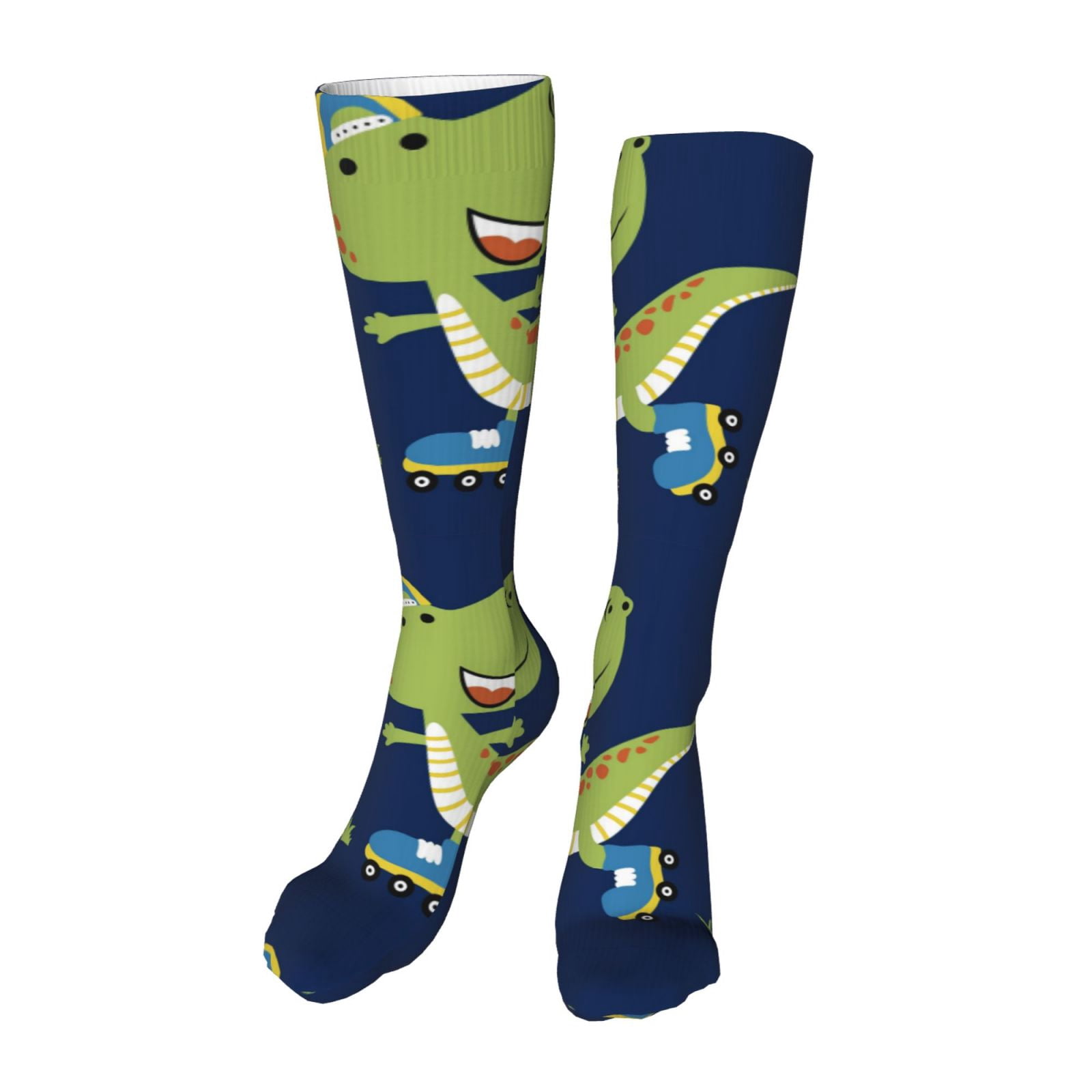 Kdxio Dino Playing Roller Skate Funny Silky Novelty Funky Long Knee ...