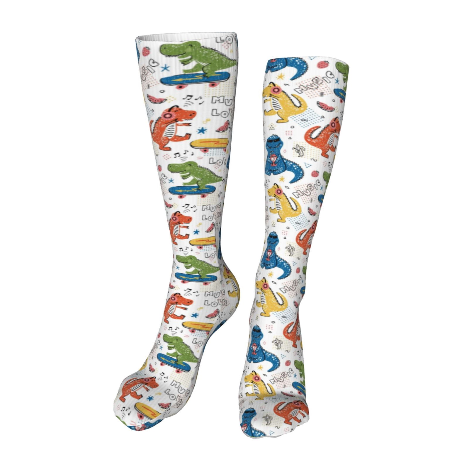 Kdxio Dinosaur (2) Funny Silky Novelty Funky Long Knee High Socks Soft ...