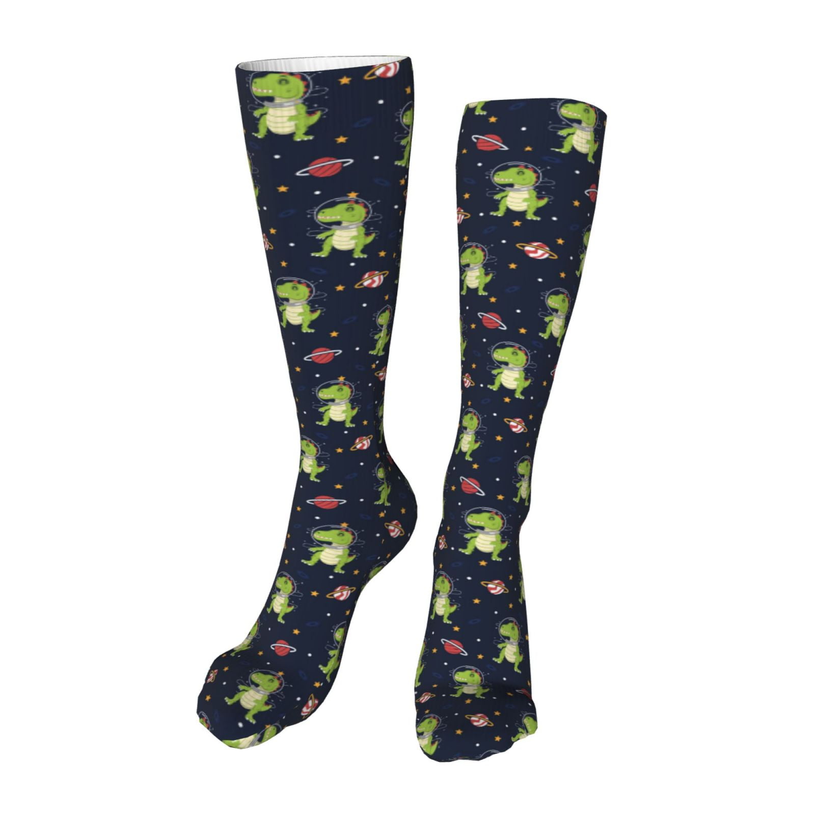 Kdxio Dinosaur Astronaut Funny Silky Novelty Funky Long Knee High Socks ...