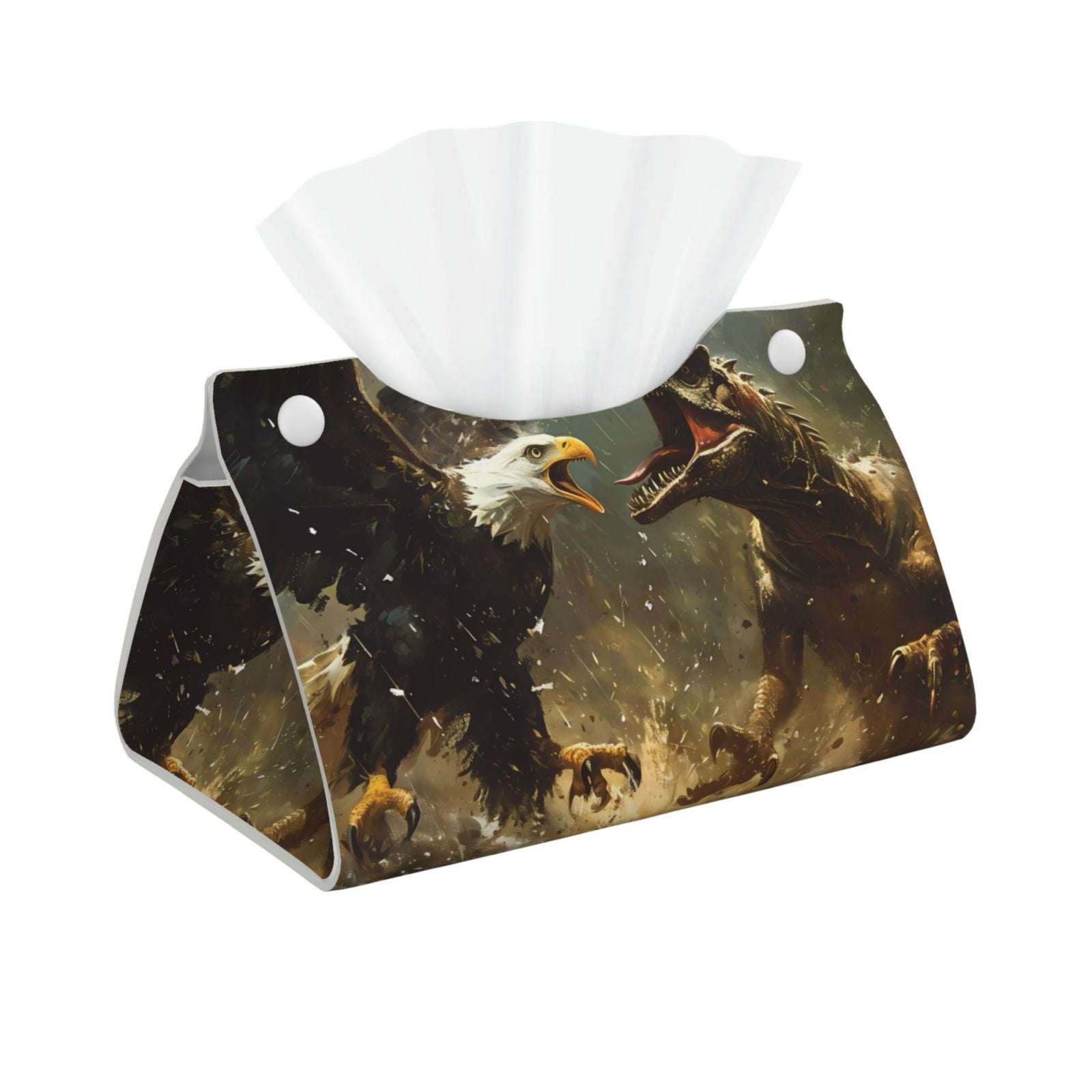 Kdxio Dinosaur Bald Eagle Print Tissue Box Cover,Modern PU Leather ...