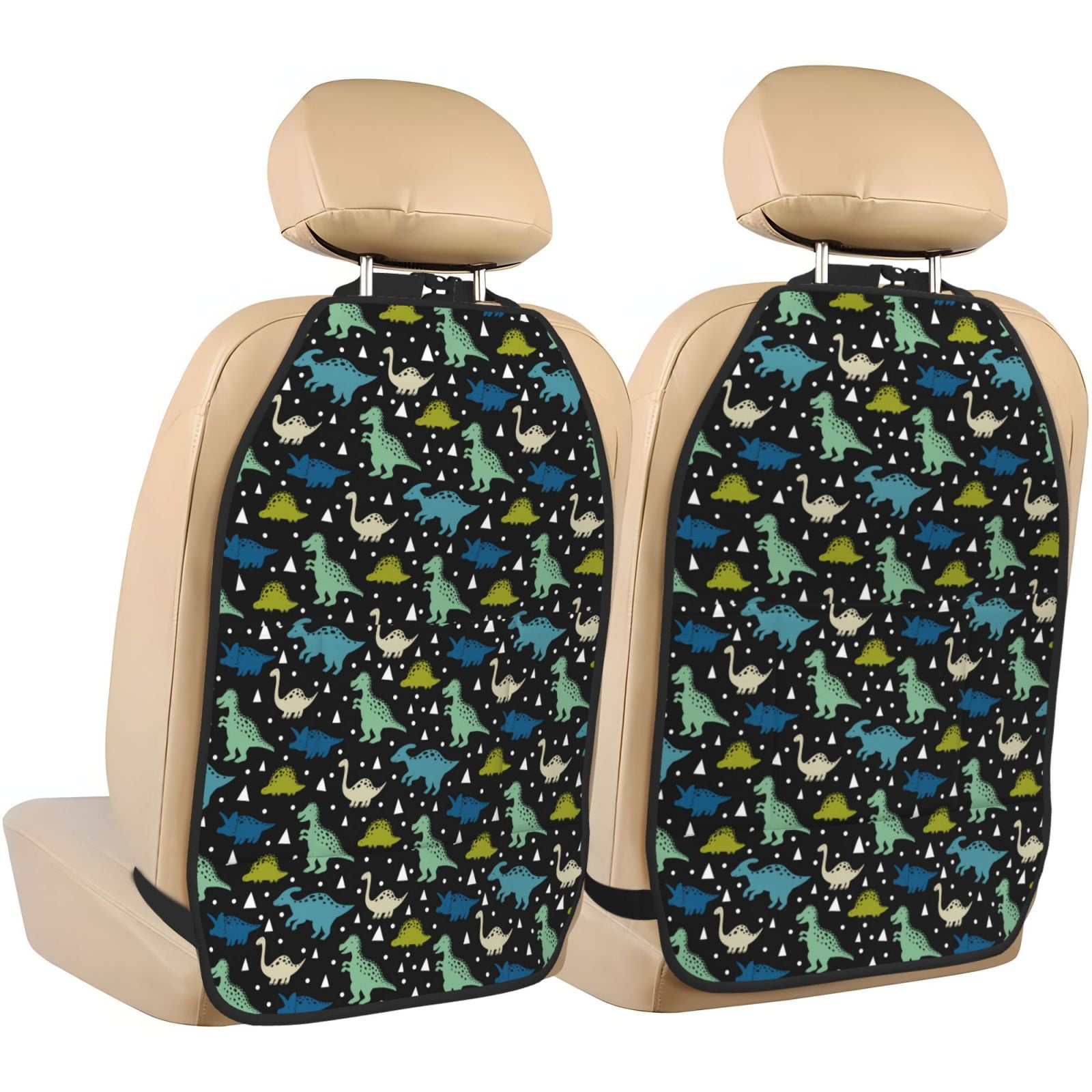 Kdxio Dinosaur Print 2 Pack Car Kick Mat Seat Cover Back Protector Mat ...