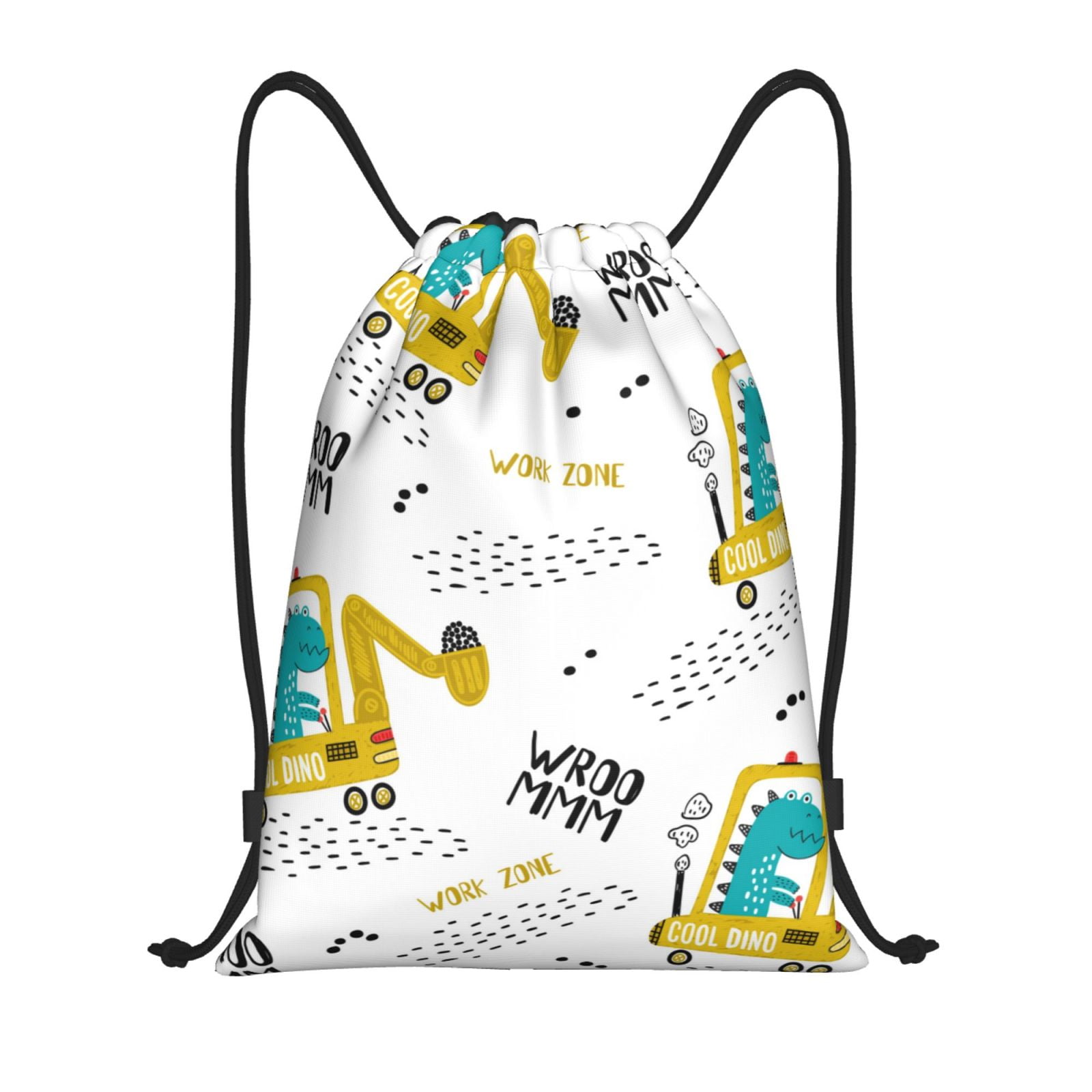 Kdxio Dinosaur on Excavator Print Drawstring Backpack Bag,Waterproof ...