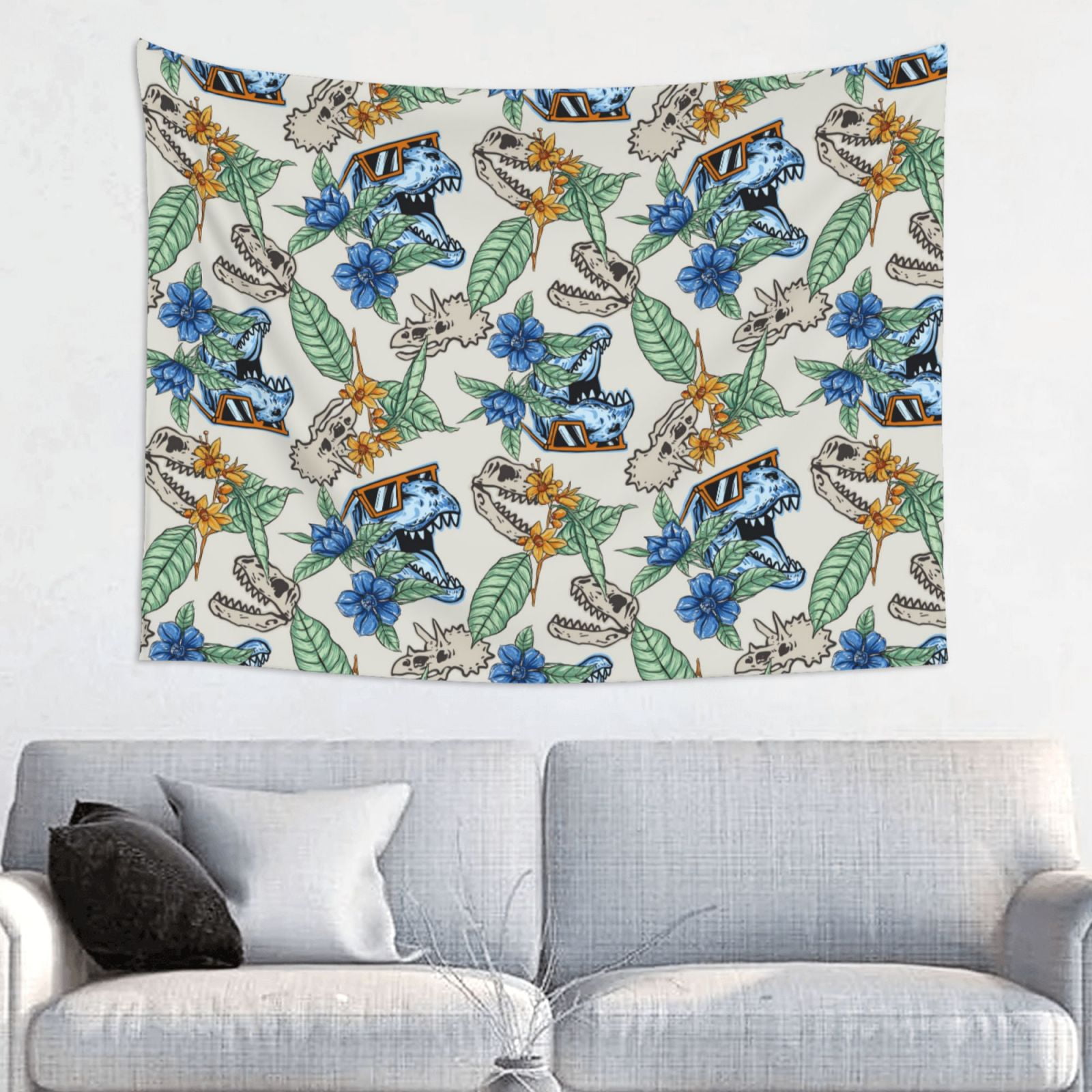 Kdxio Dinosaurs And Leaves Wall Hanging Tapestries Banner For Bedroom ...
