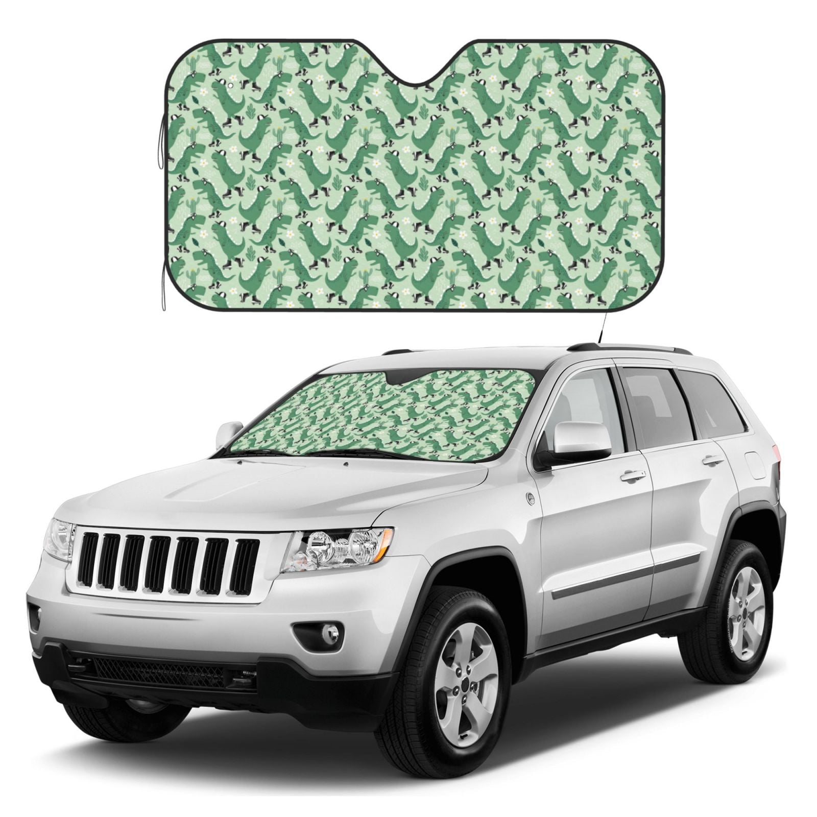 Kdxio Dinosaurs on Roller Skater Print Windshield Sun Shade, Foldable ...