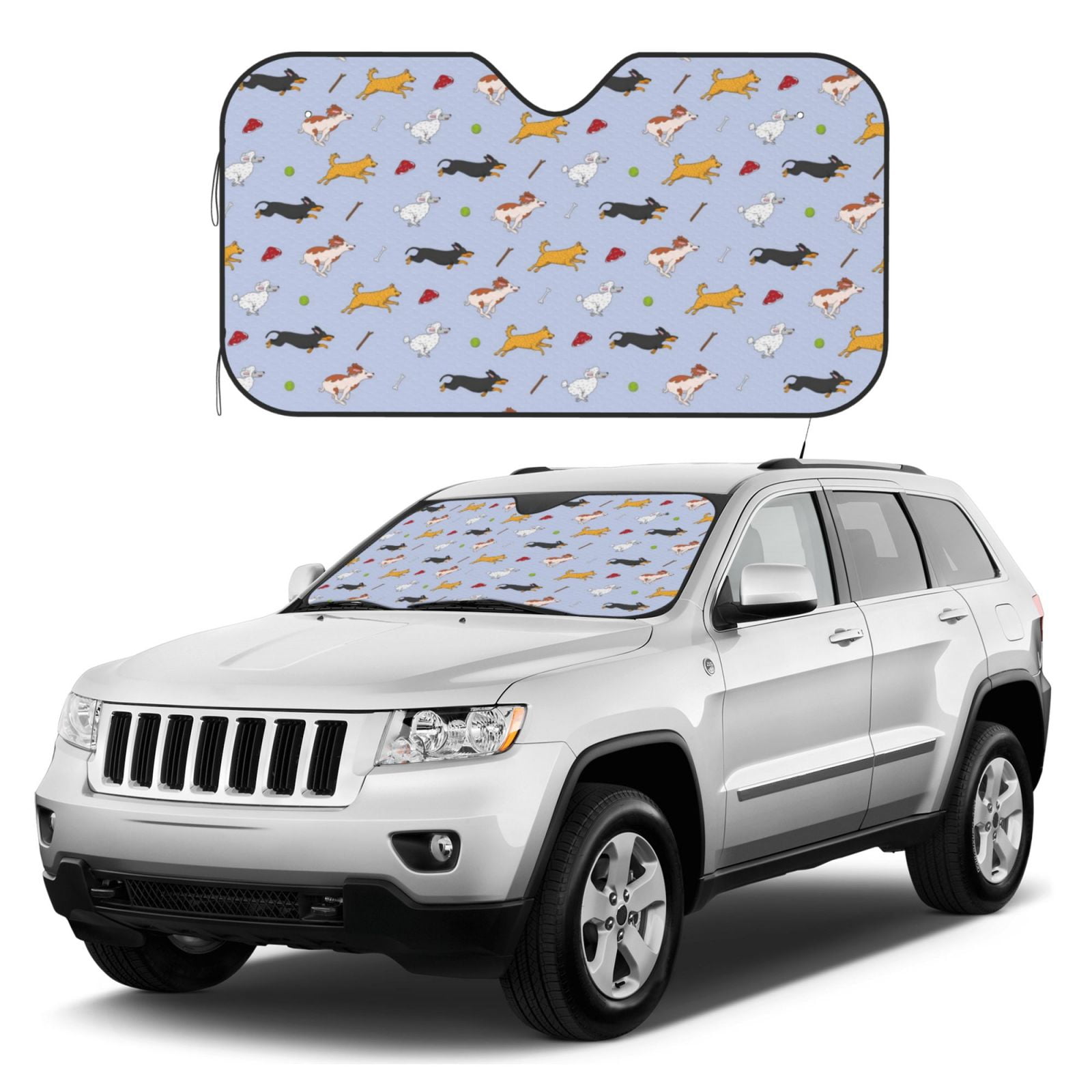 Kdxio Dogs Are Running Print Windshield Sun Shade, Foldable Sun Blocker ...