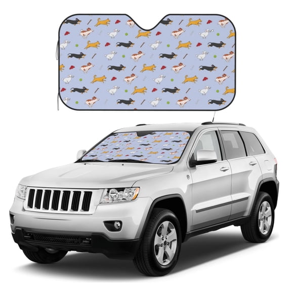 Kdxio Dogs Are Running Print Windshield Sun Shade, Foldable Sun Blocker ...