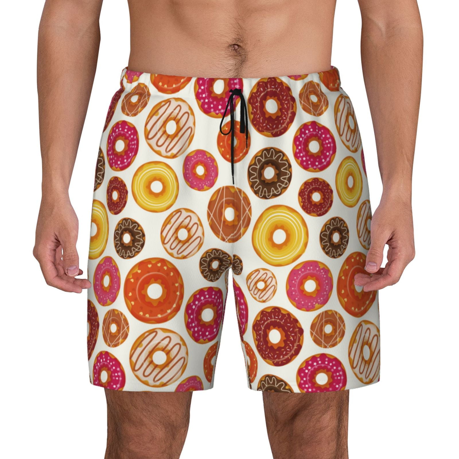 Kdxio Donut Print Men's Swim Trunks with Compression Liner 7 Inch ...