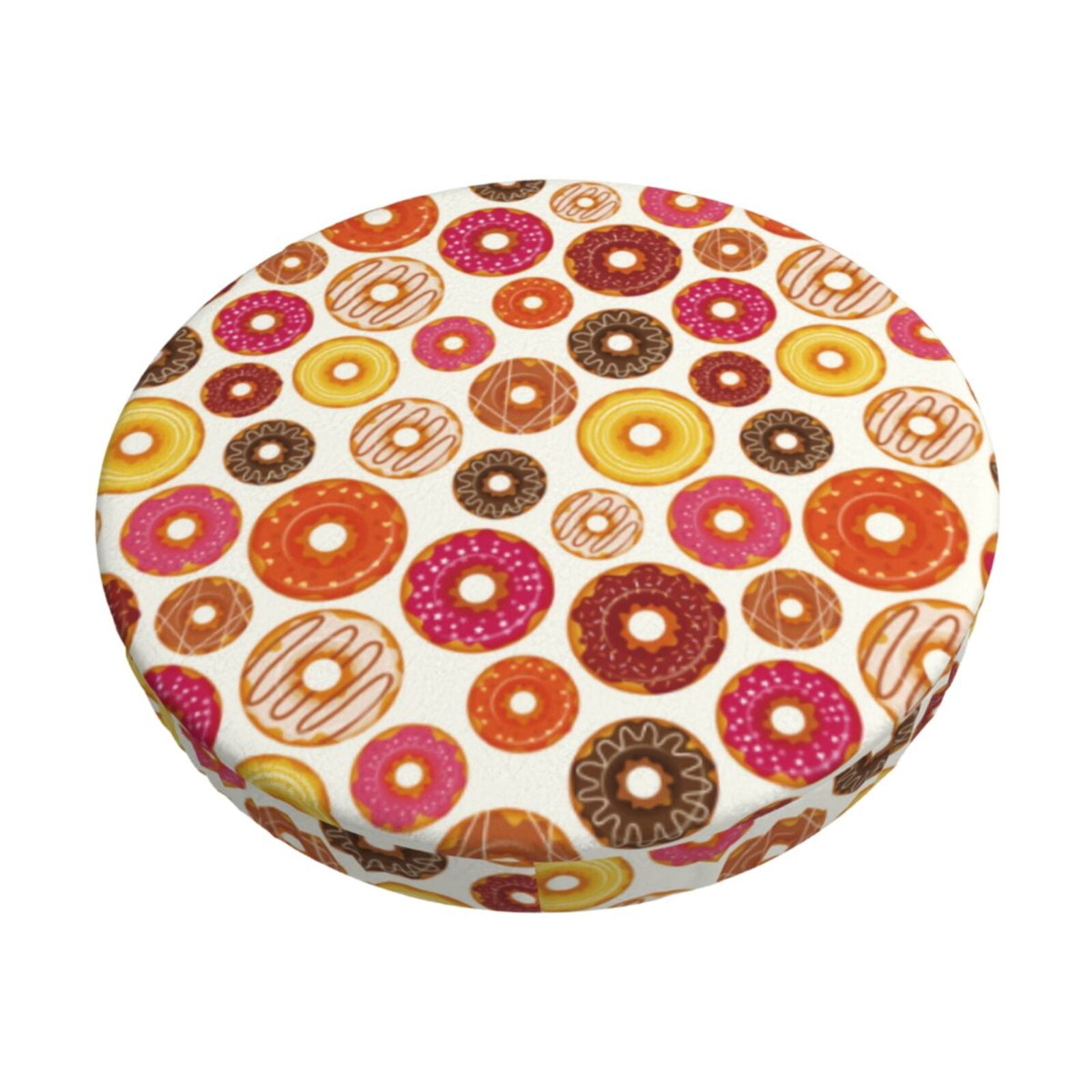 Kdxio Donut Print Stool Covers Round,Stretch Round Bar Stool Covers ...
