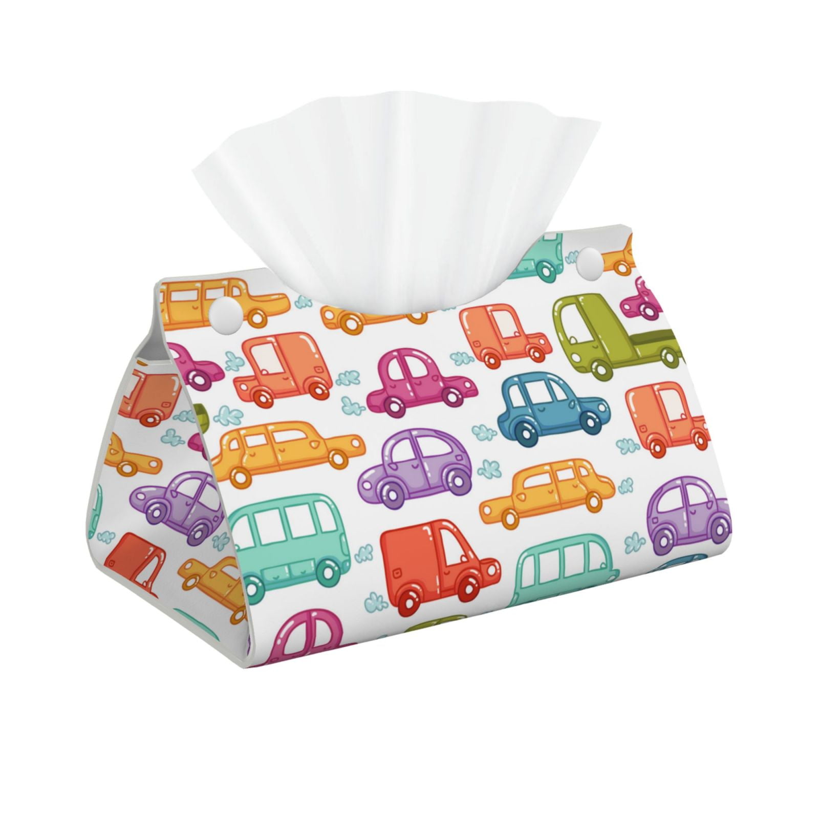 Kdxio Doodle Cars Print Tissue Box Cover,Modern PU Leather Rectangular ...