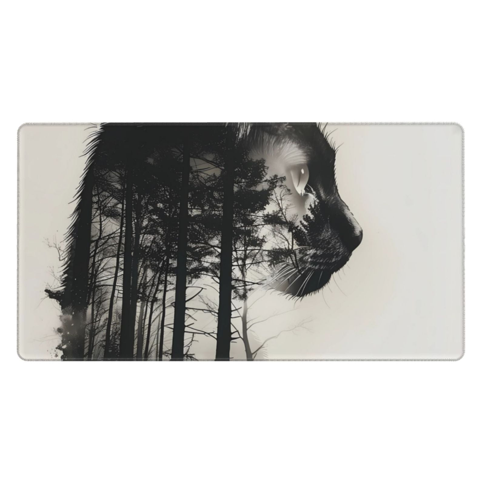 Kdxio Double Exposure Cat Forest Print Large Gaming Mouse Pad,Non-Slip ...