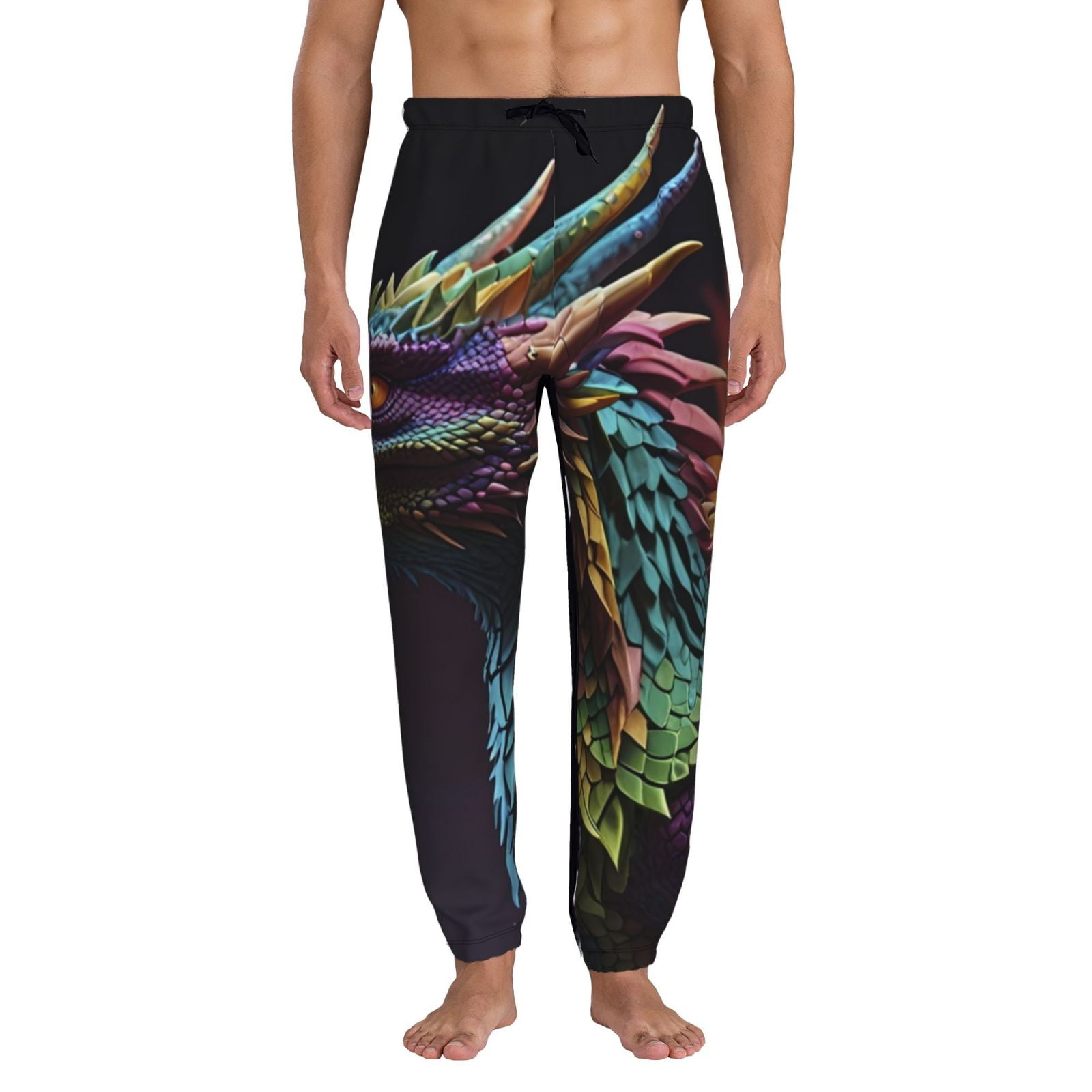 Kdxio Dragon with Colorful Tail Pattern Joggers,Sweatpants for Men with ...