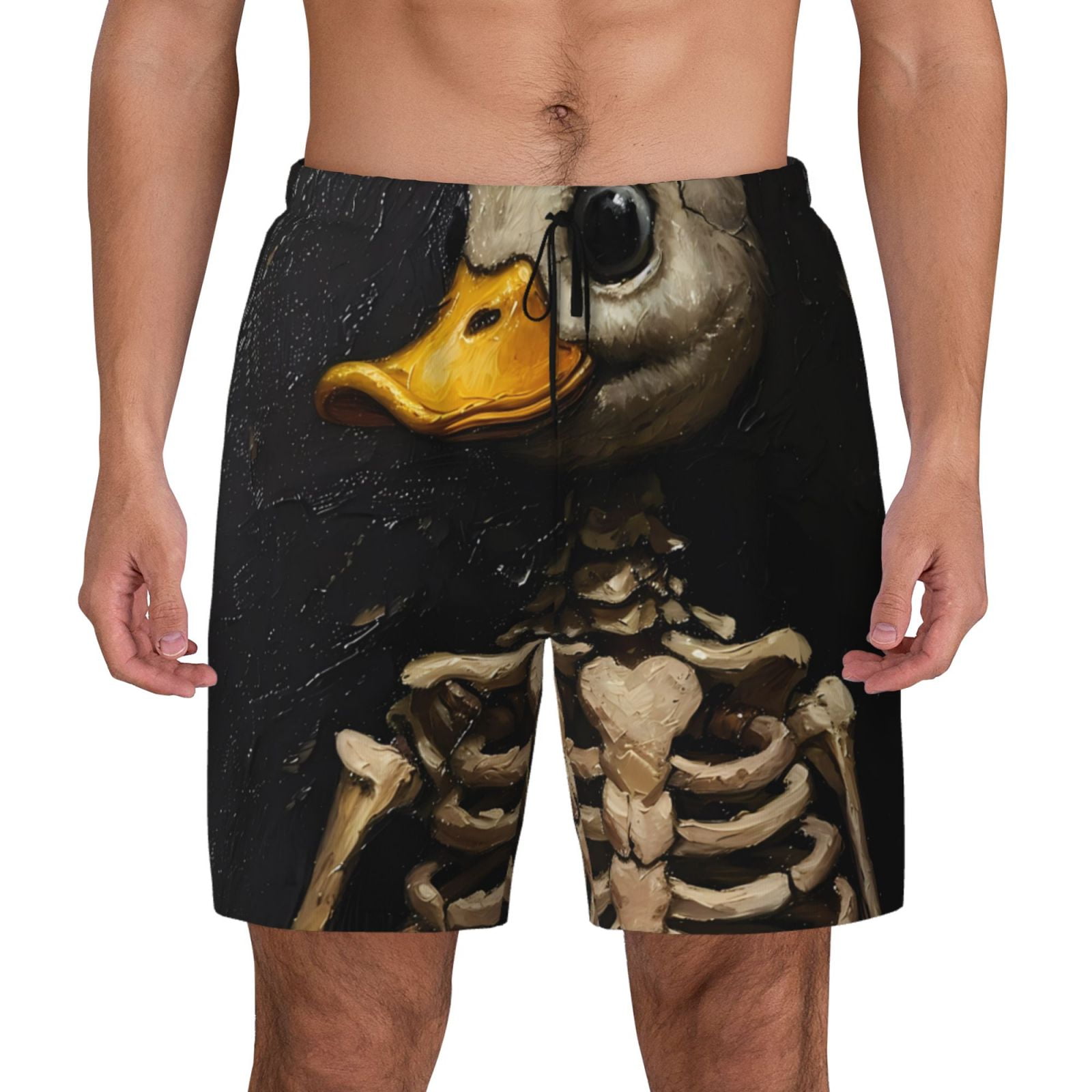 Kdxio Duck Bones Print Mens Swim Trunks With Compression Liner 7 Inch
