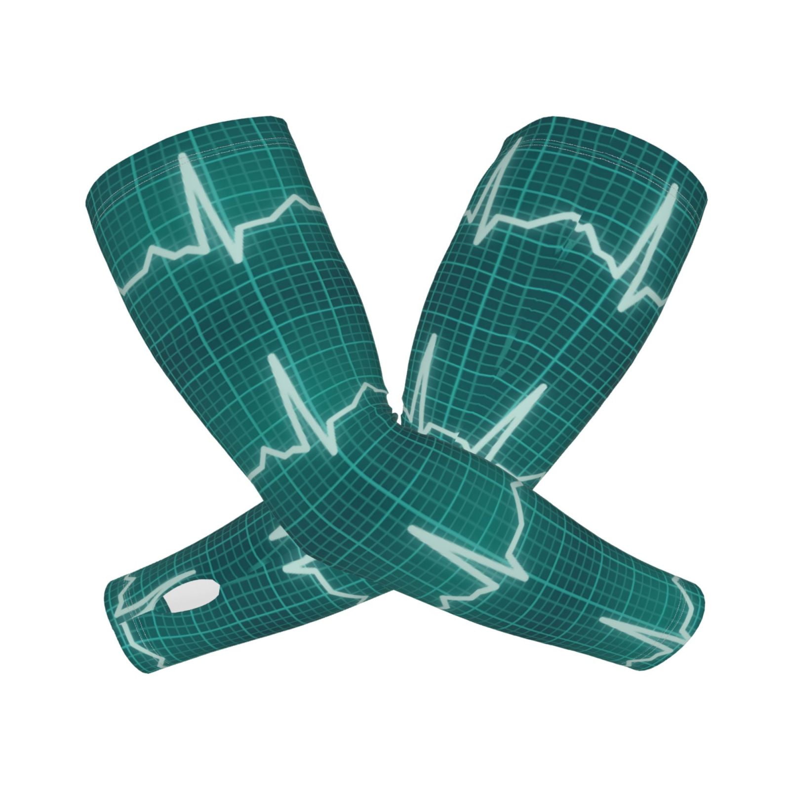 Kdxio ECG Wave Print UV Sun Protection Arm Sleeves - Tattoo Cover Up ...