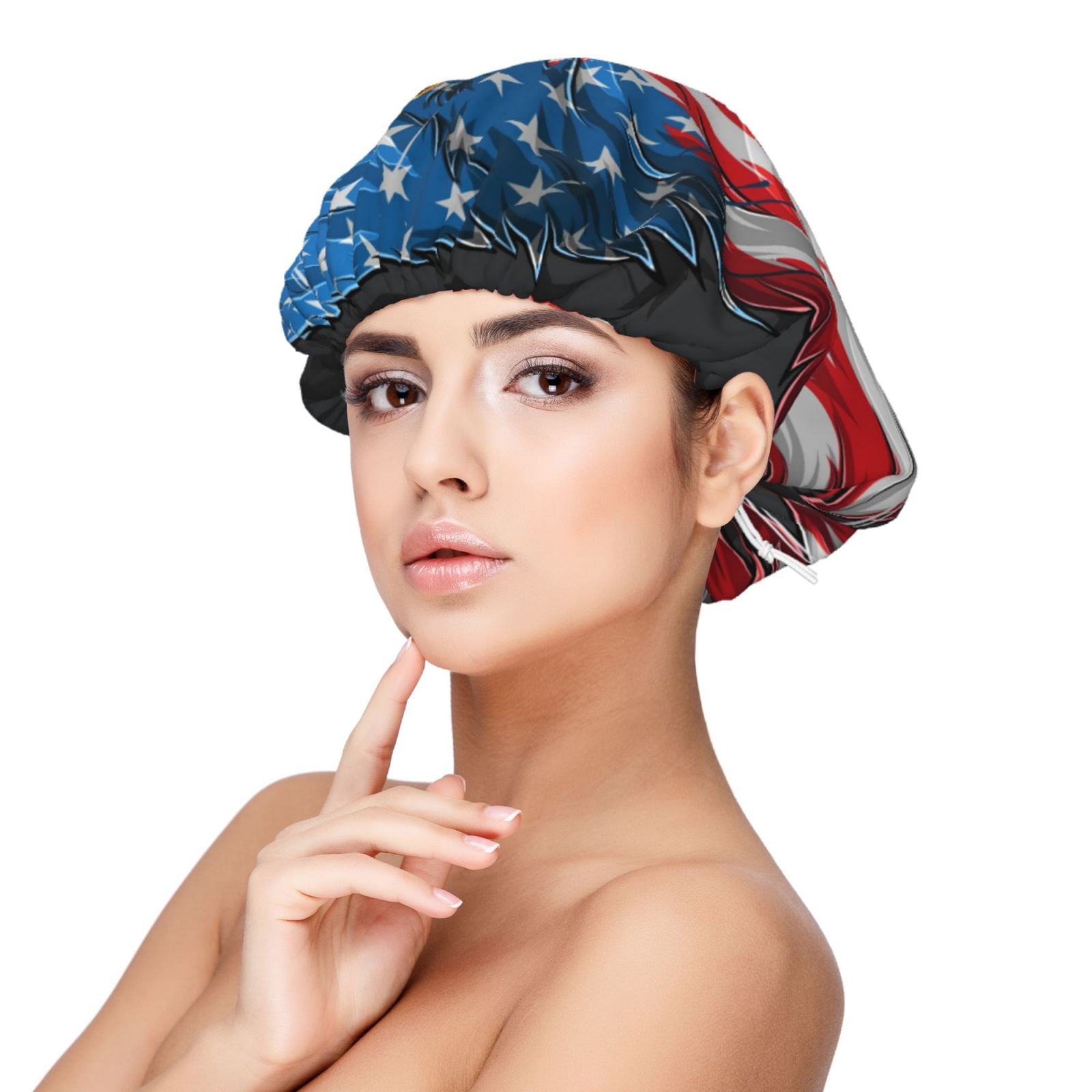 Kdxio Eagle Head With American Flag Pattern Satin Bonnet Silk Bonnet ...