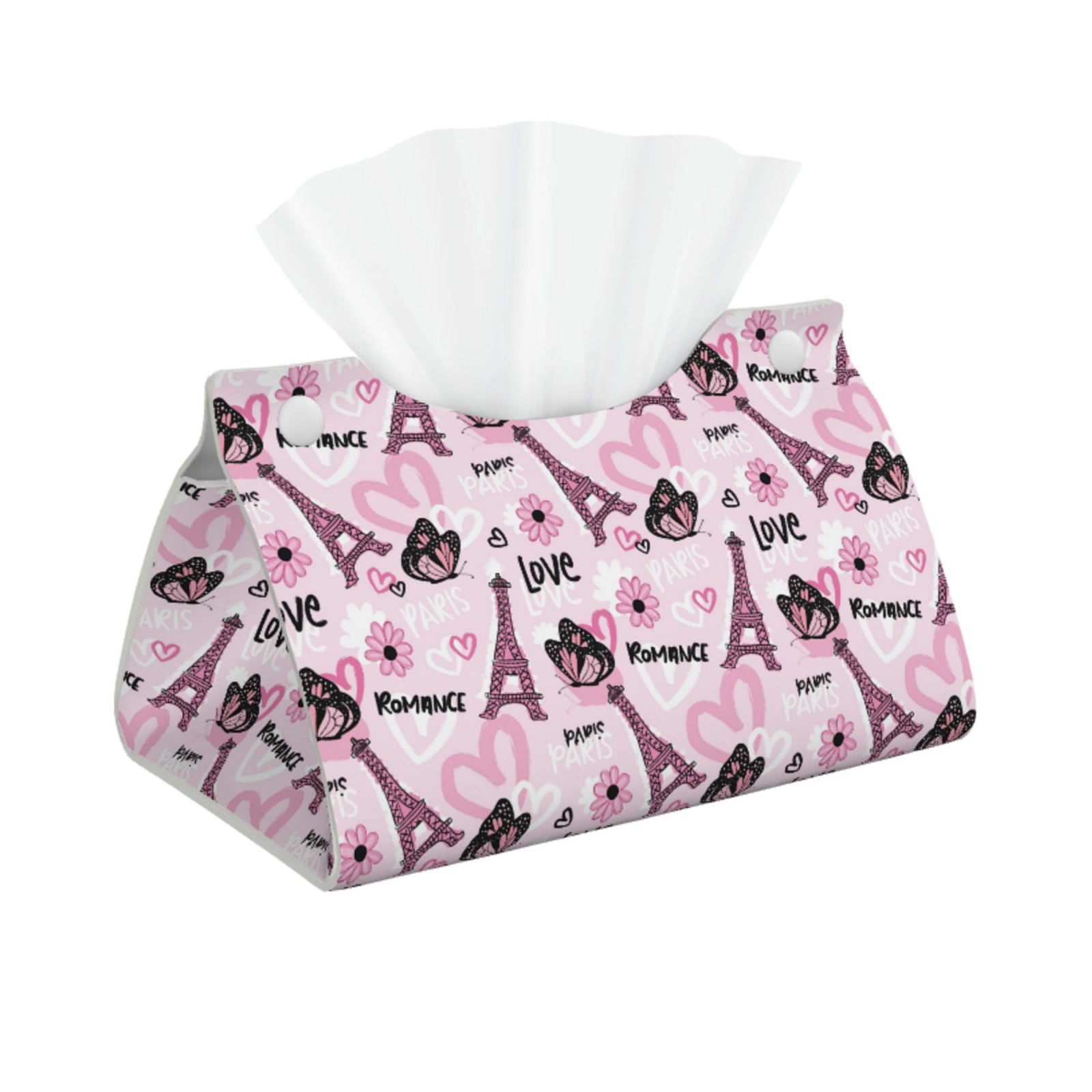 Kdxio Eiffel Tower and Butterflies Print Tissue Box Cover,Modern PU ...