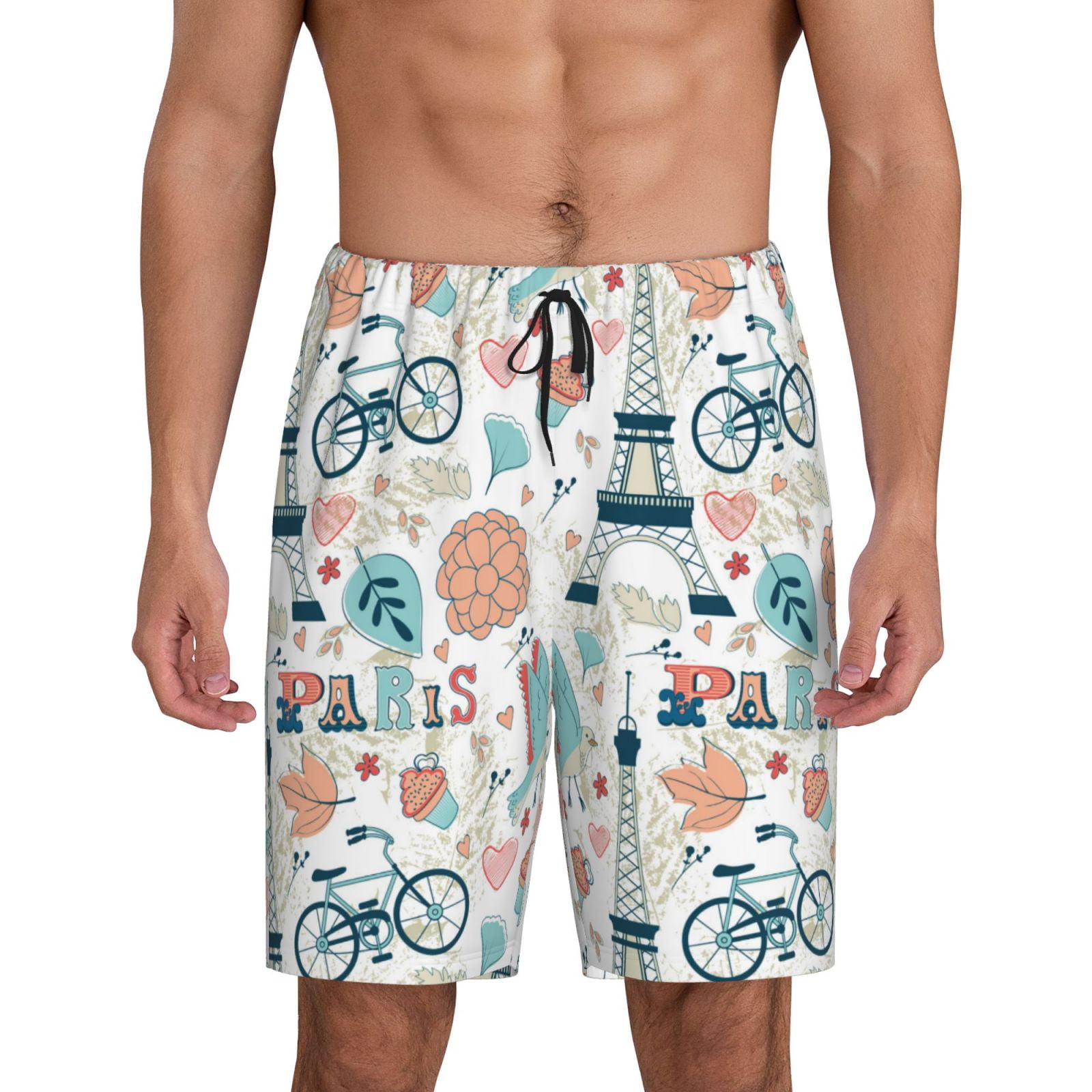 Kdxio Eiffel Tower Print Mens Sleep Shorts Bottoms Soft Comfy Pajama ...