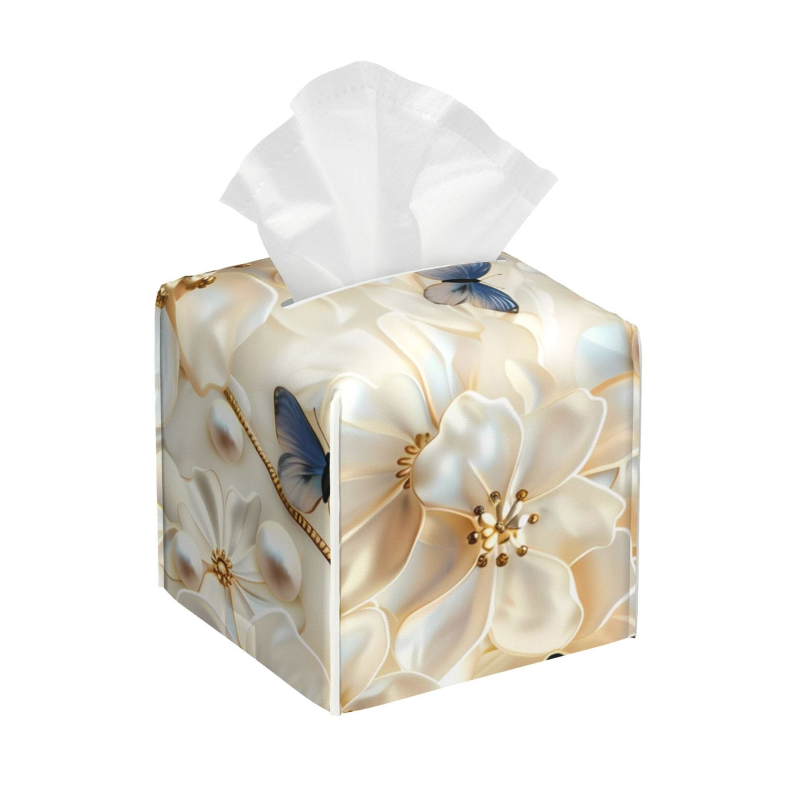 Kdxio Elegant Butterflies And Pearls Print Tissue Box Cover,Square ...
