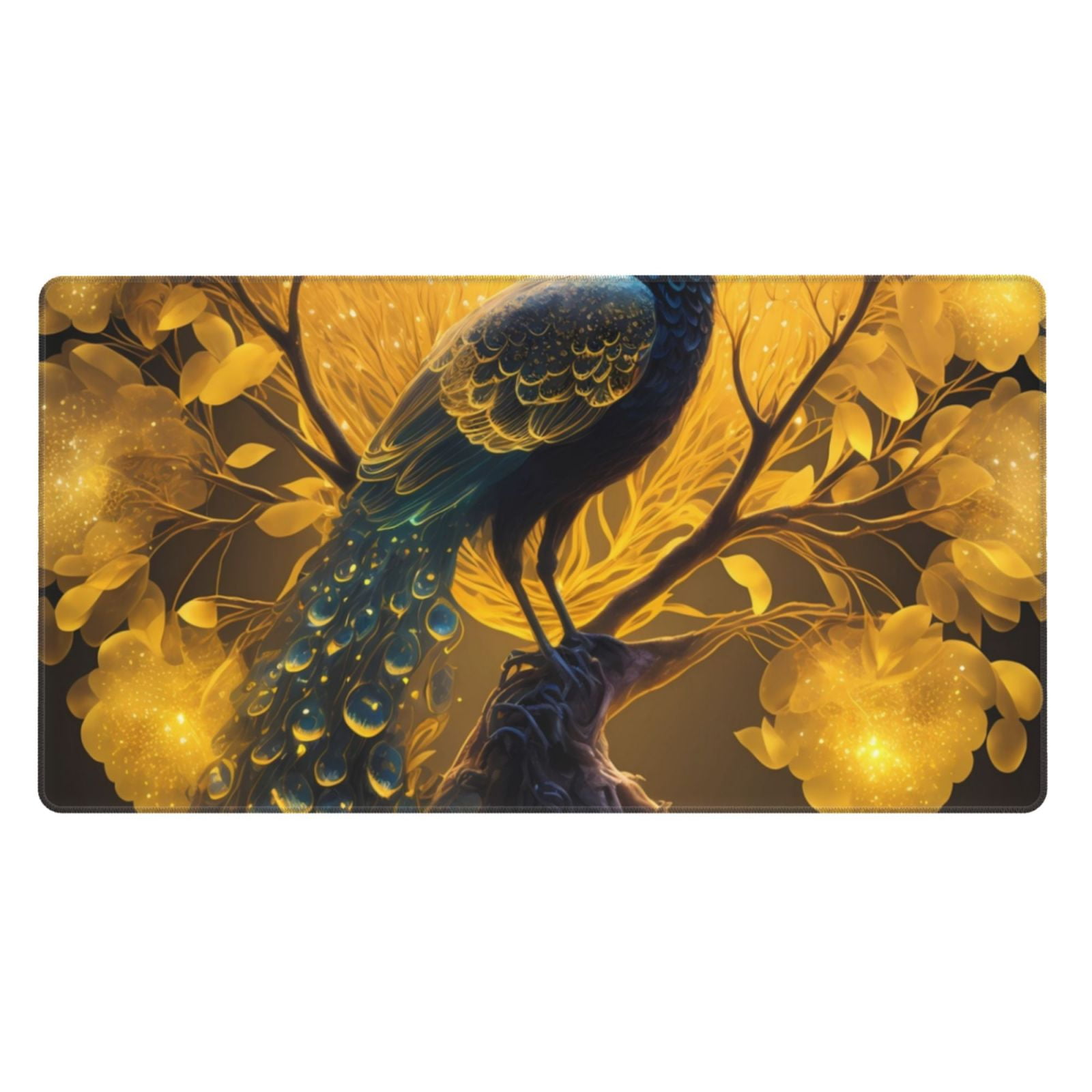 Kdxio Elegant Gold Leaf Peacock Print Large Gaming Mouse Pad,Non-Slip ...