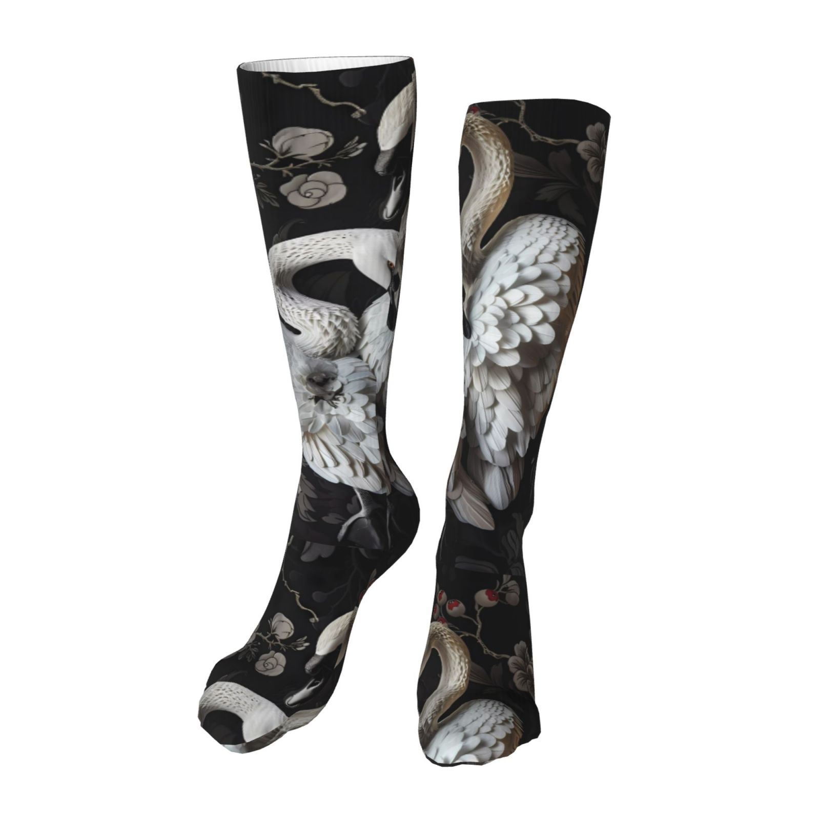 Kdxio Elegant Swans Black Background Funny Silky Novelty Funky Long ...