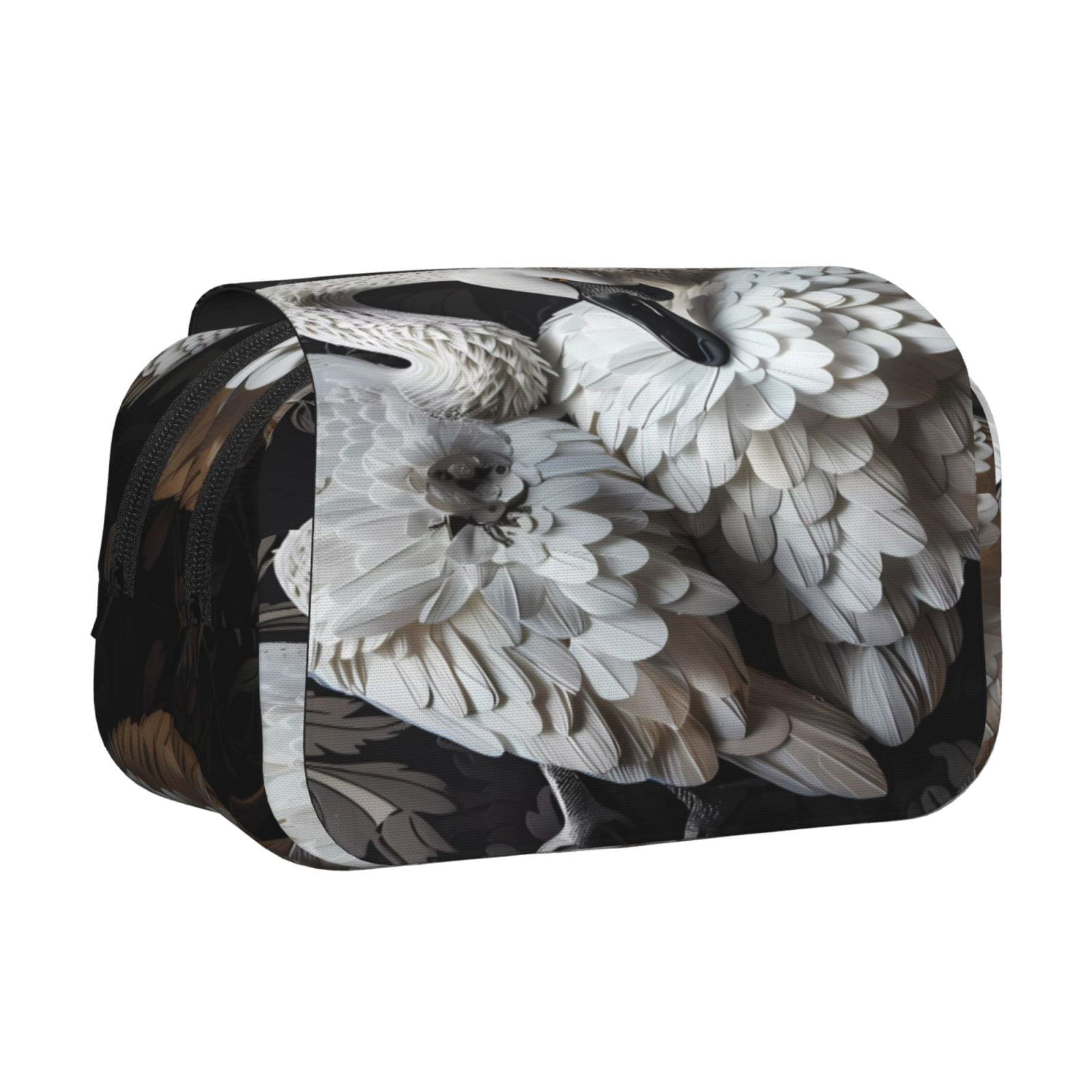 Kdxio Elegant Swans Black Background for Double Compartment Pen Case ...