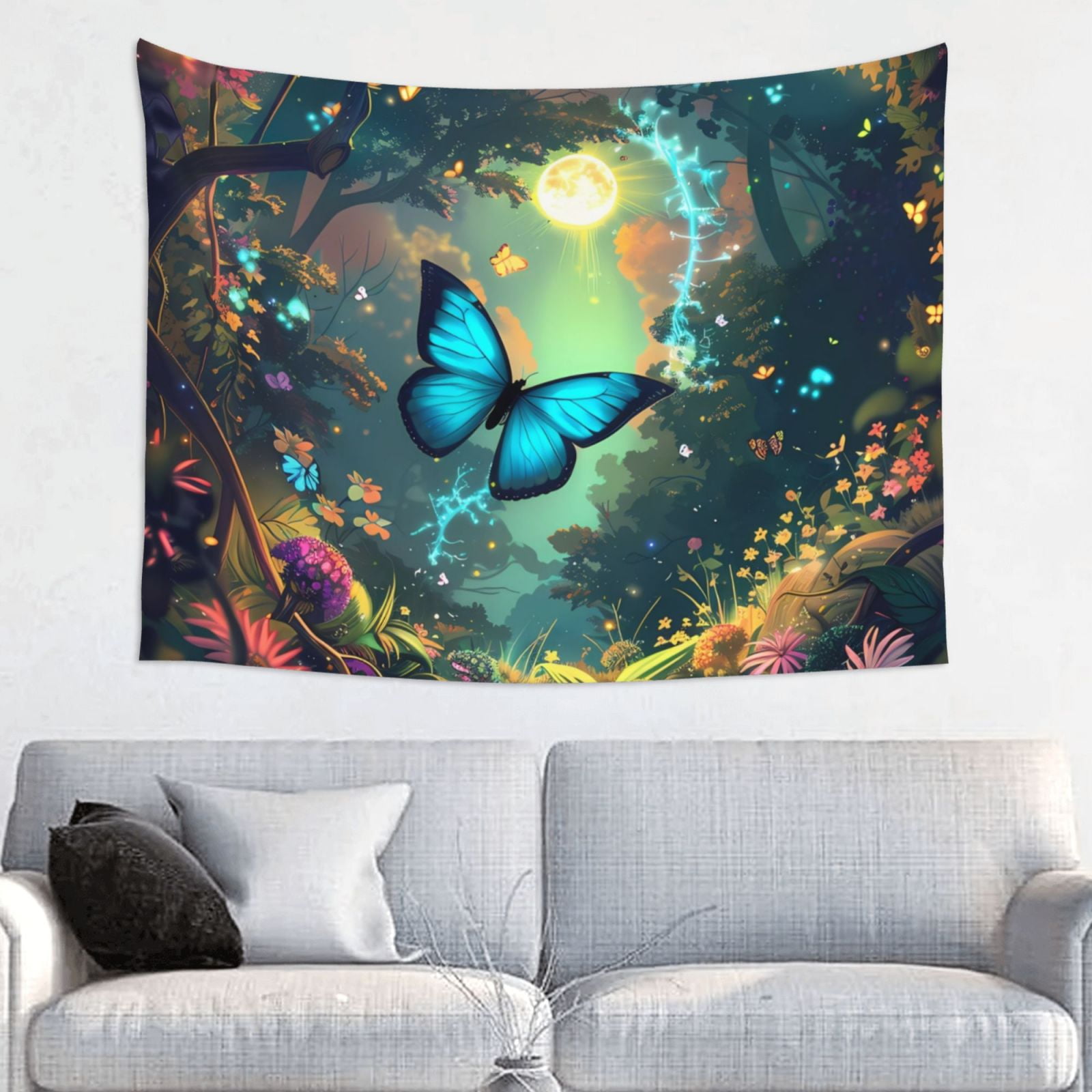 Kdxio Enchanted Forest Butterfly A Wall Hanging Tapestries Banner For ...