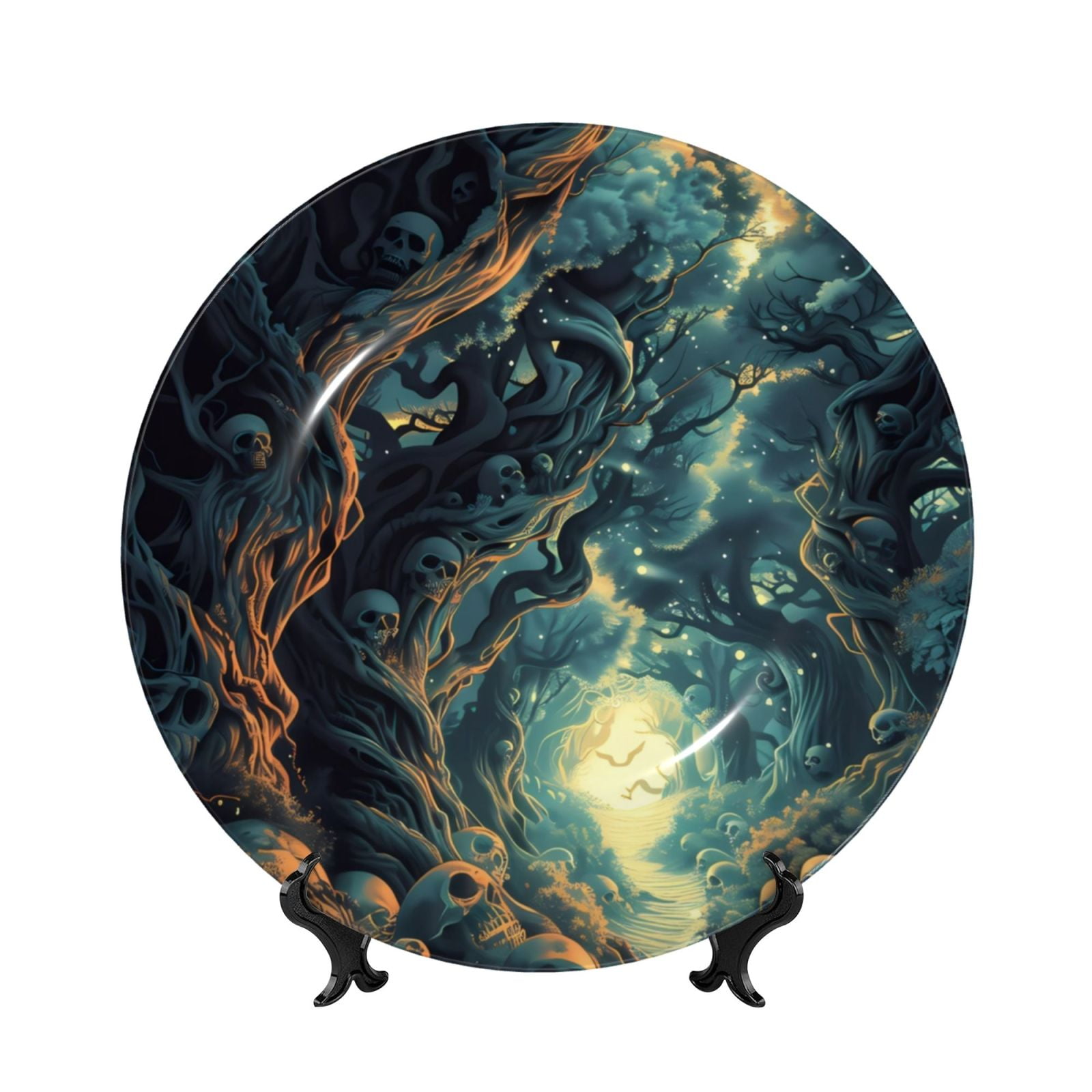 Kdxio Enchanted Forest Skull Path Bone China Decorative Plate Ceramic ...