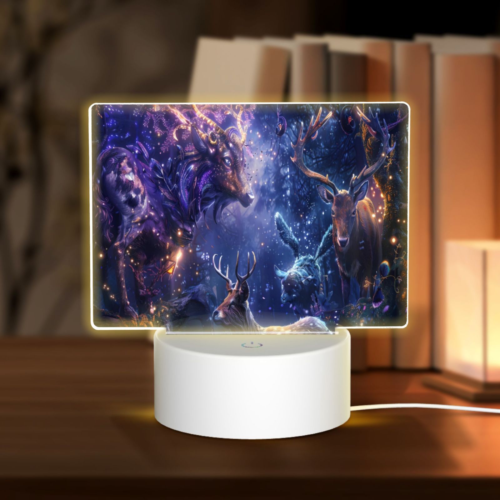 Kdxio Enchanted Forest Stag Gathering Rectangular Acrylic Night Light ...