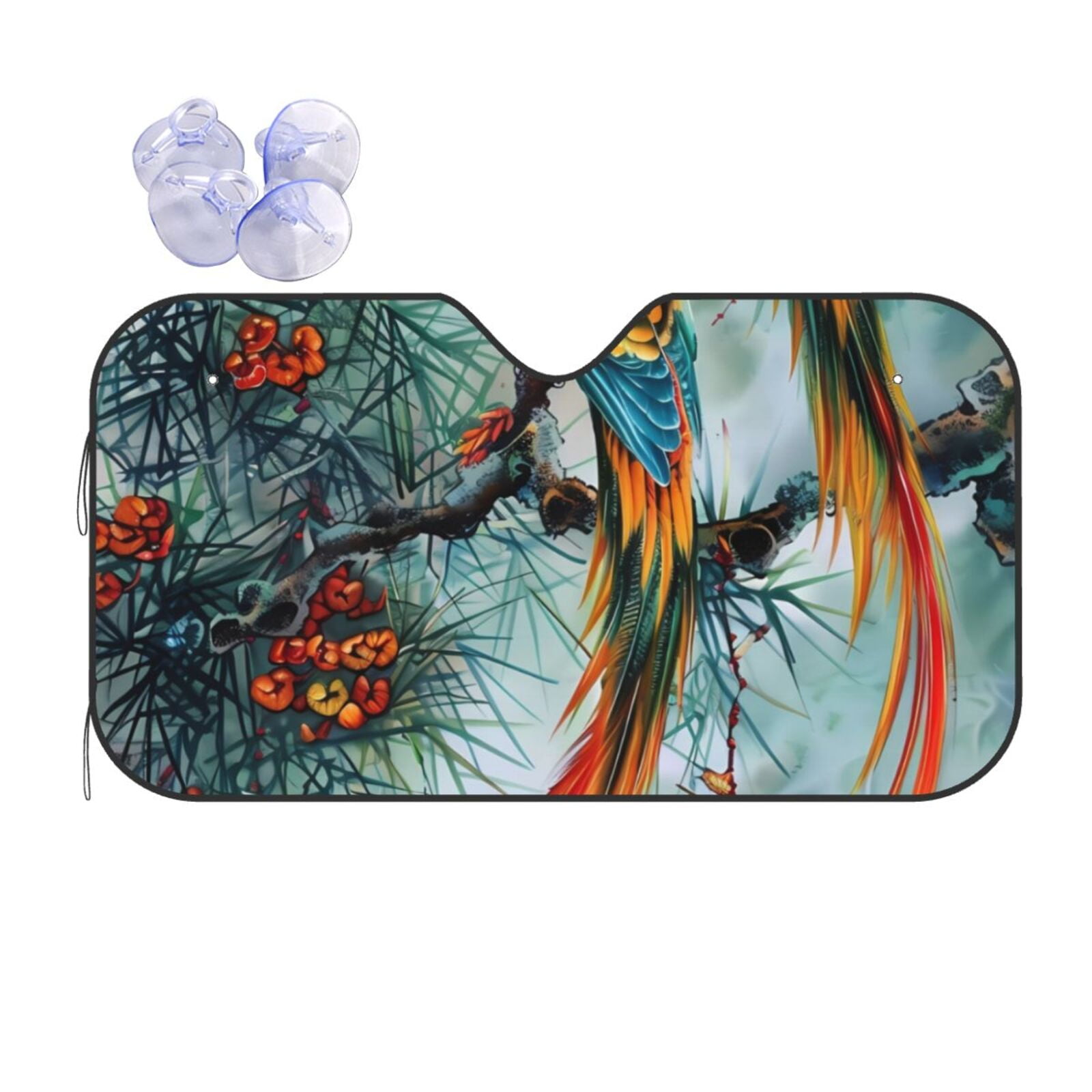Kdxio Exotic Birds Forest Print Front Windshield Sun Shade,Folding Auto ...