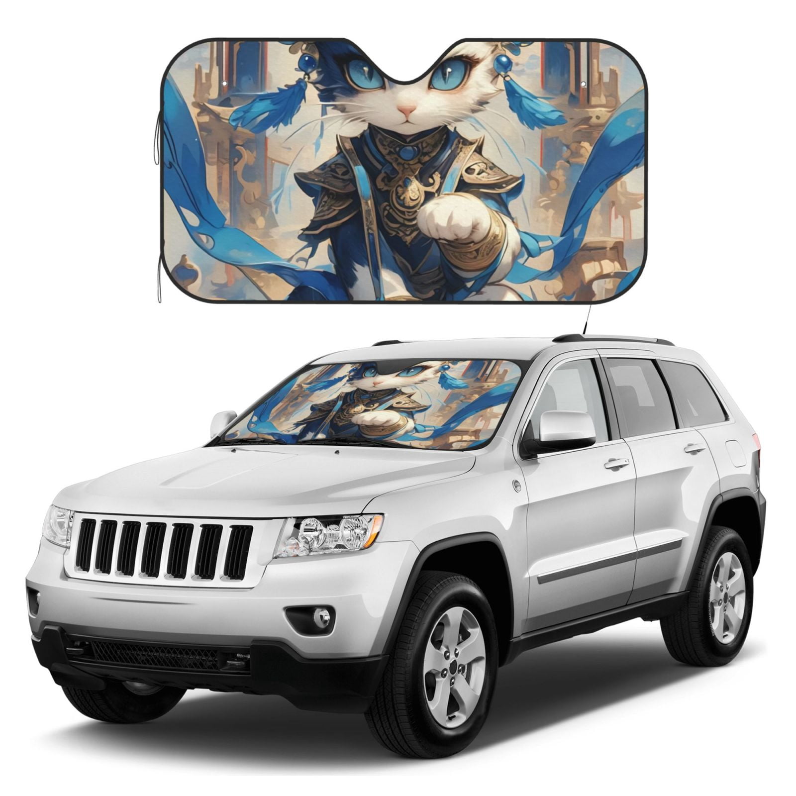 Kdxio Exotic Blue Cat Print Windshield Sun Shade, Foldable Sun Blocker ...