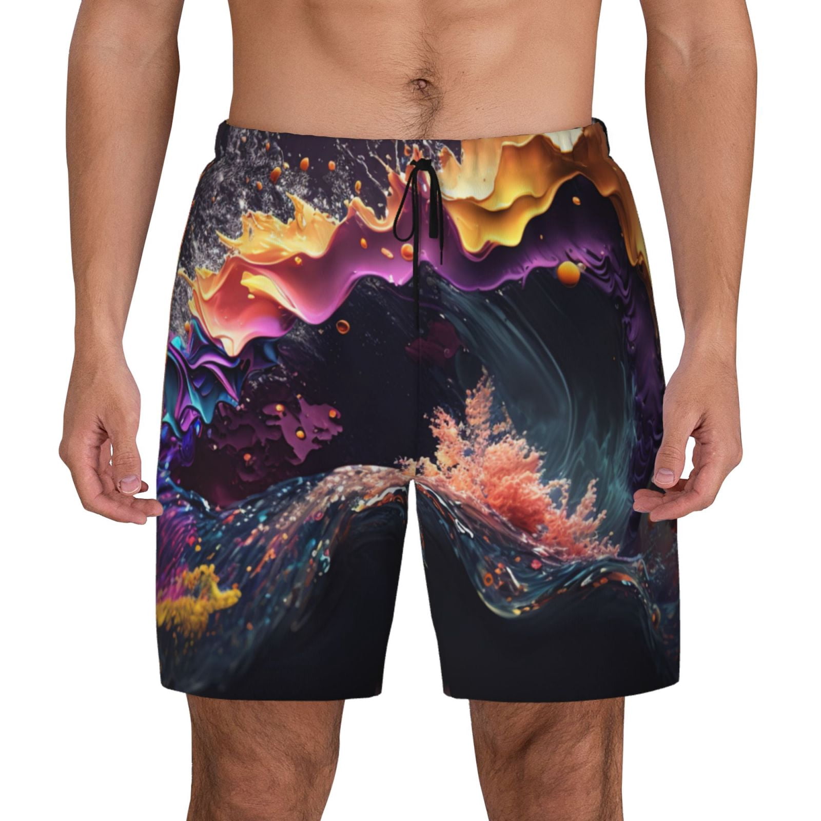 Kdxio Explosive Fluid Splash Art Print Mens Swim Trunks With 9410