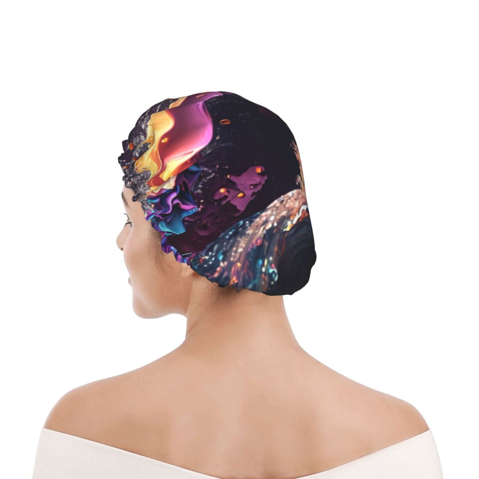 Kdxio Explosive Fluid Splash Art Print Shower Cap for Women,Elastic and ...