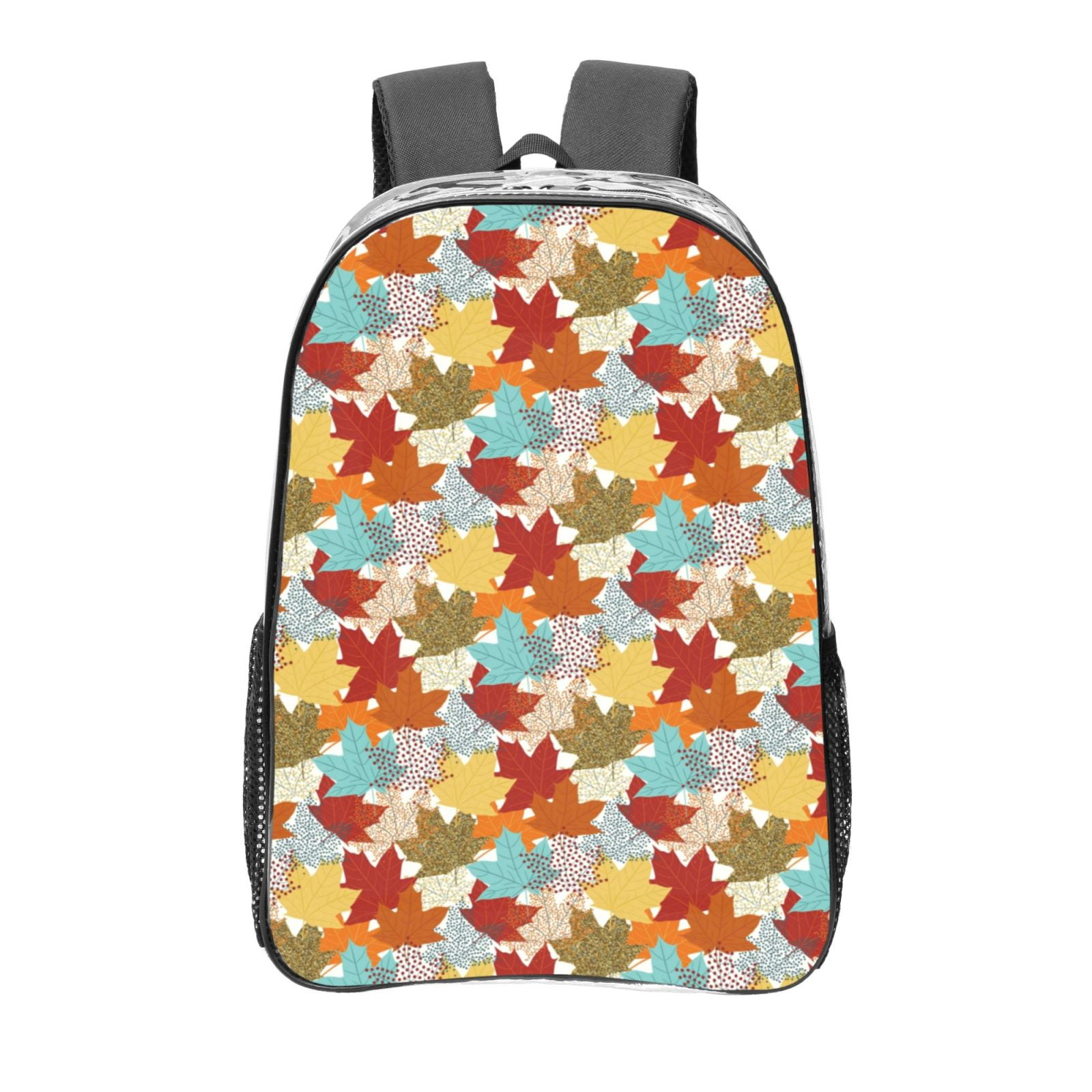 Kdxio Fall Maple Leaves Clear Backpack, Transparent Bookbag for School for Women Men, Capacity ...