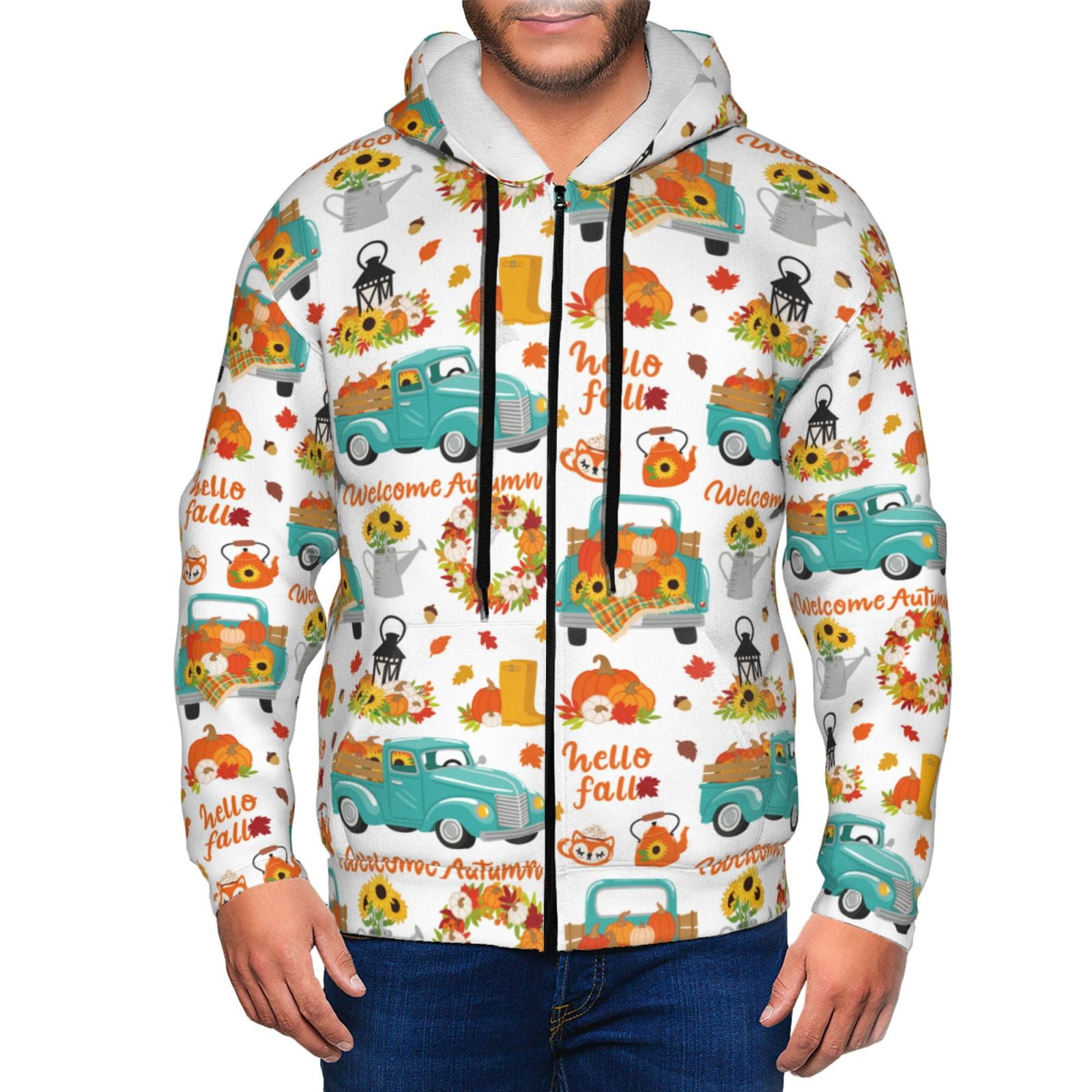 Kdxio Fall Pumpkins And Sunflowers Print Men Hoodies Casual Hoodies for ...