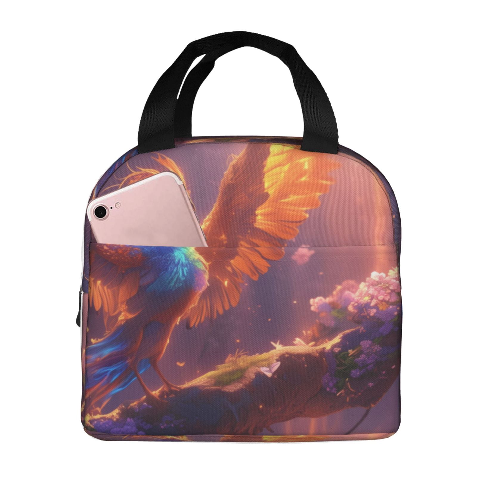 Kdxio Fantasy Bird Illustration Print Insulated Lunch Bag,Reusable Tote ...