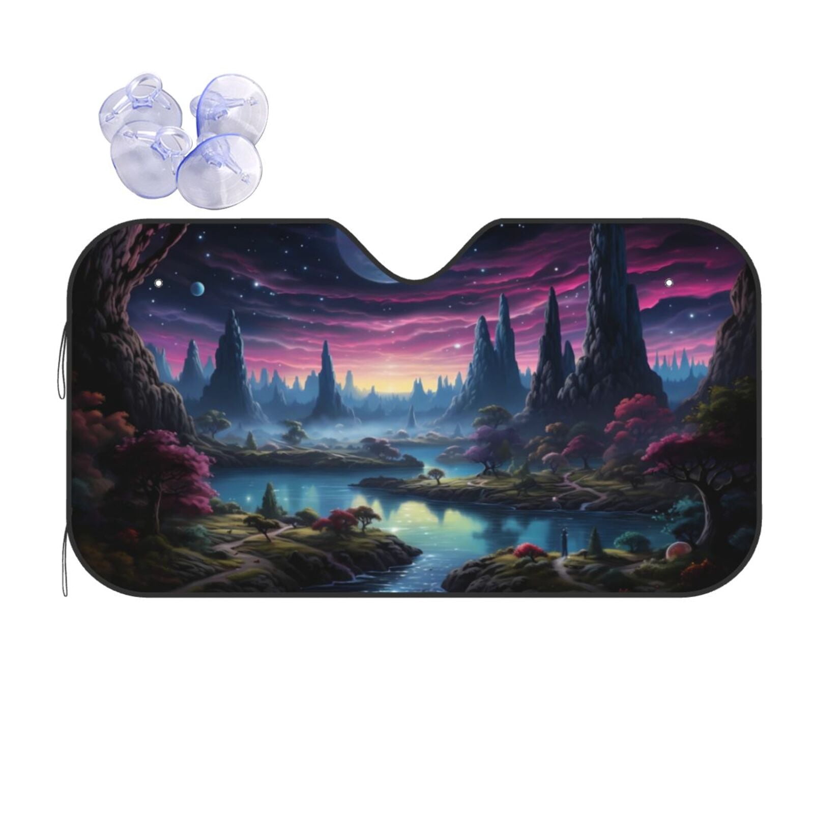 Kdxio Fantasy Landscape Starry Night Print Front Windshield Sun Shade ...