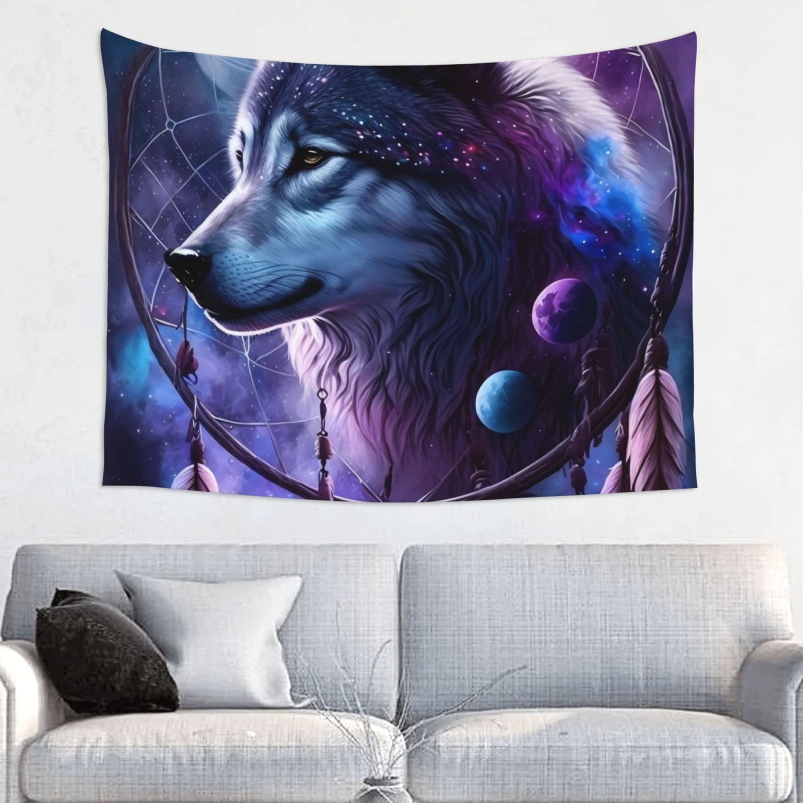Kdxio Feathered Wolf Wall Hanging Tapestries Banner For Bedroom College ...