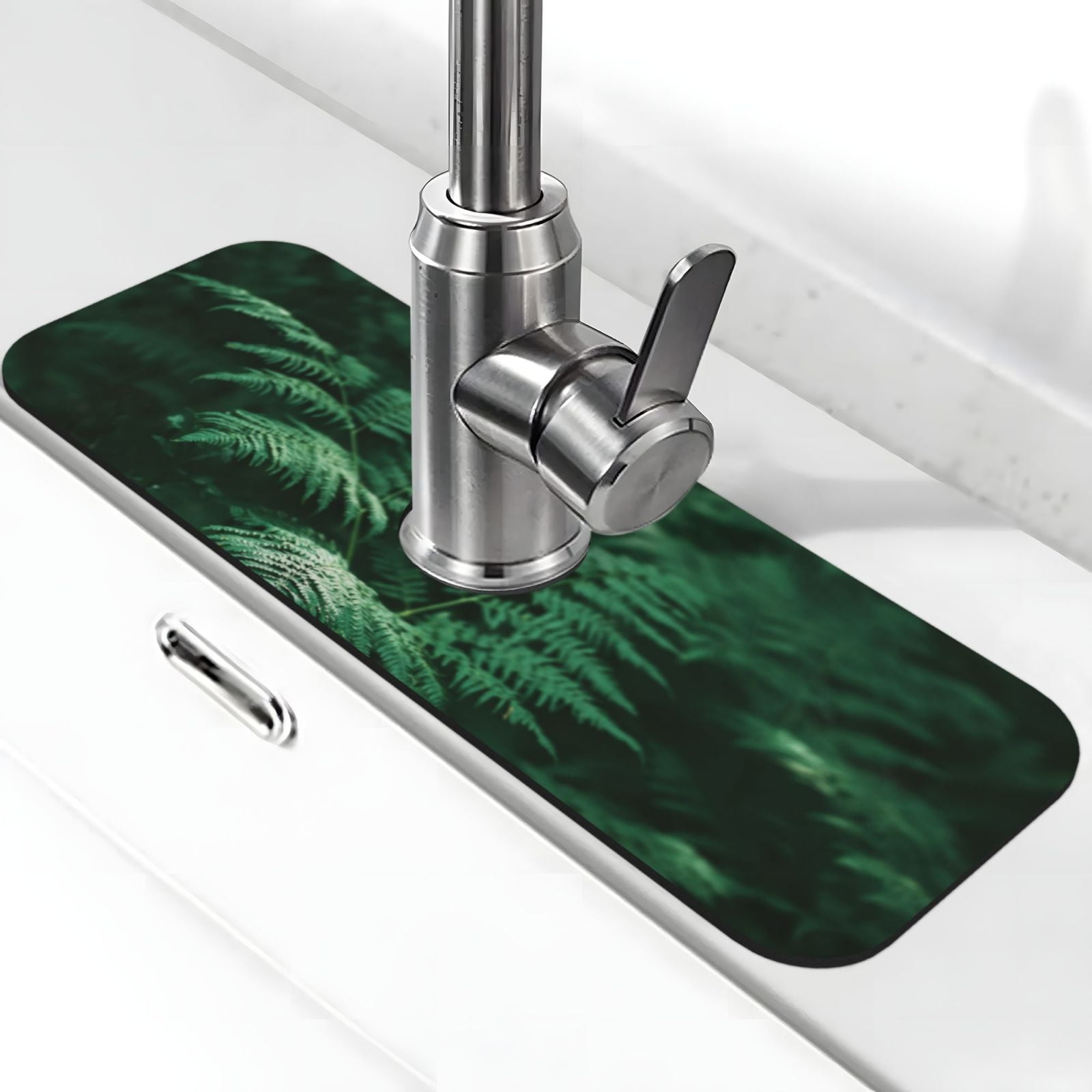 Kdxio Ferns Leave Green Foliage Pattern Non-Slip Diatom Mud Faucet ...