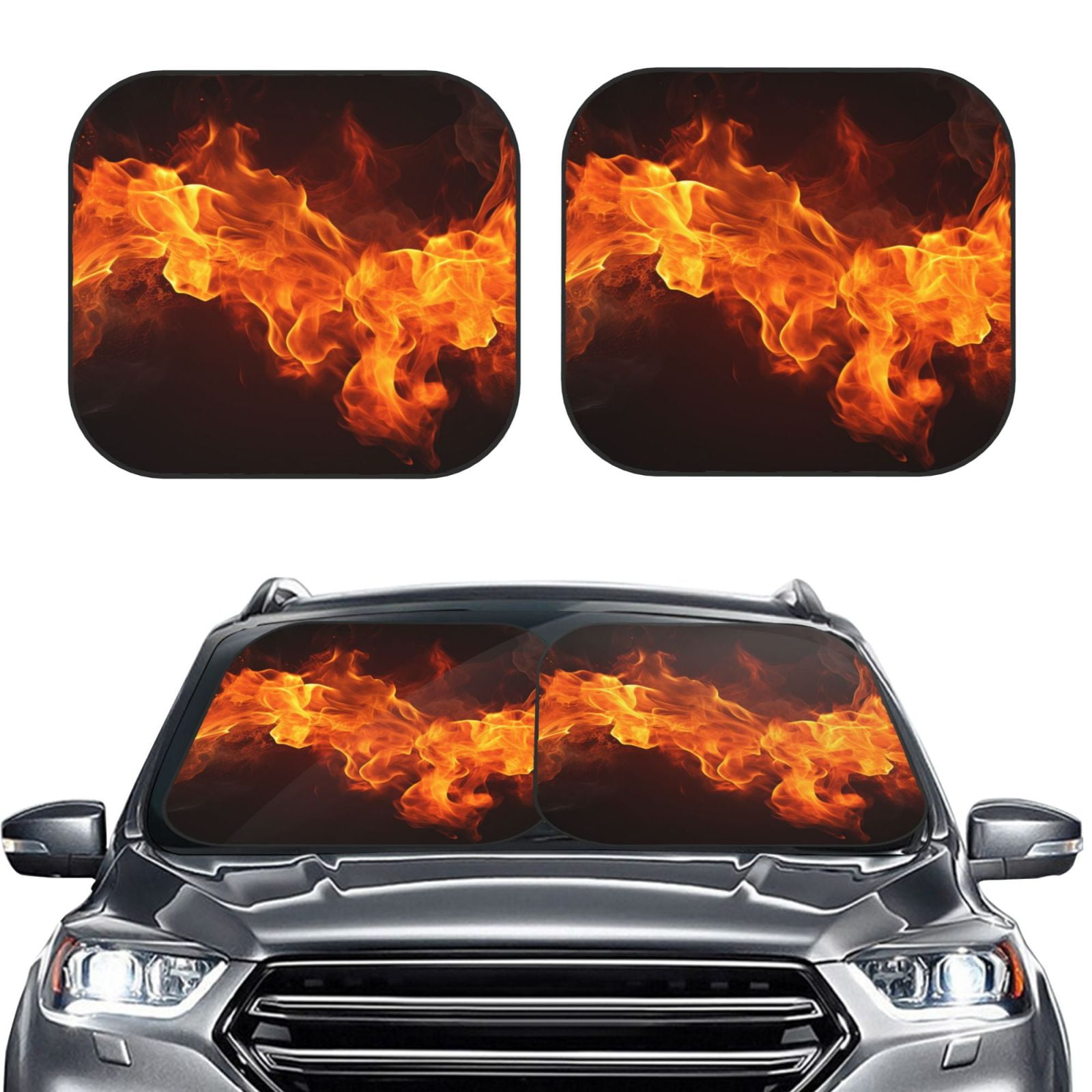 Kdxio Fiery Orange Flames Energy Print 2-Piece Sun Shade Front ...