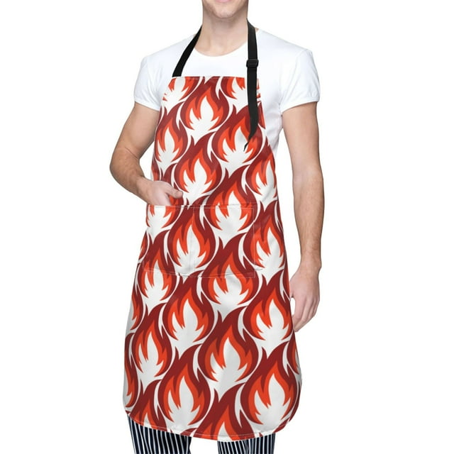 Kdxio Fire Symbols Apron with Pockets Adjustable Kitchen Aprons for Men ...