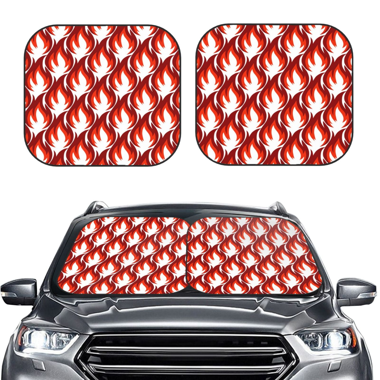 Kdxio Fire Symbols Print 2-Piece Sun Shade Front Windshield - Foldable ...