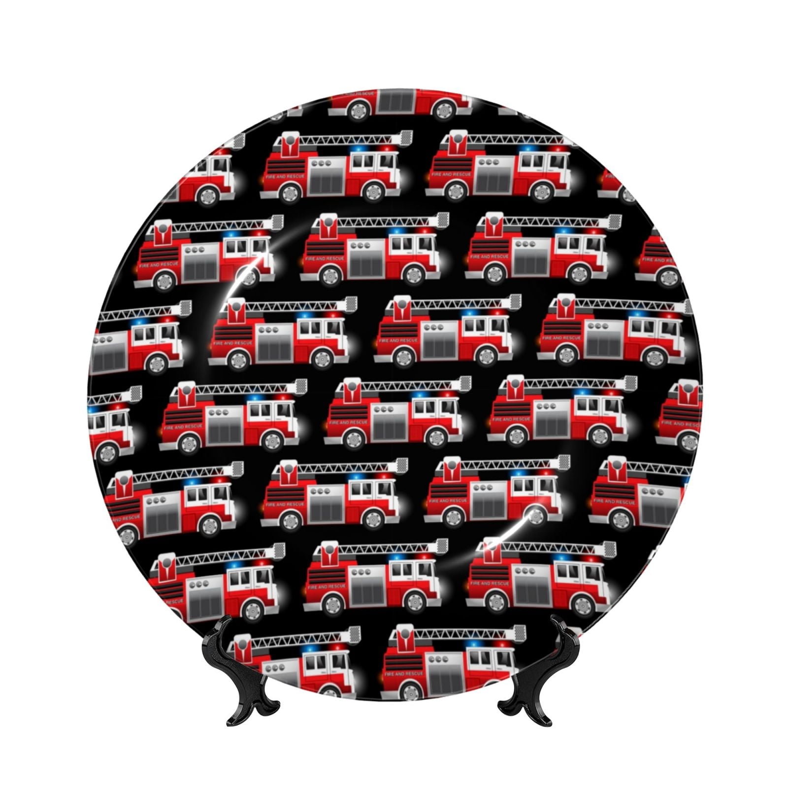Kdxio Fire and Rescue Truck Bone China Decorative Plate Ceramic ...