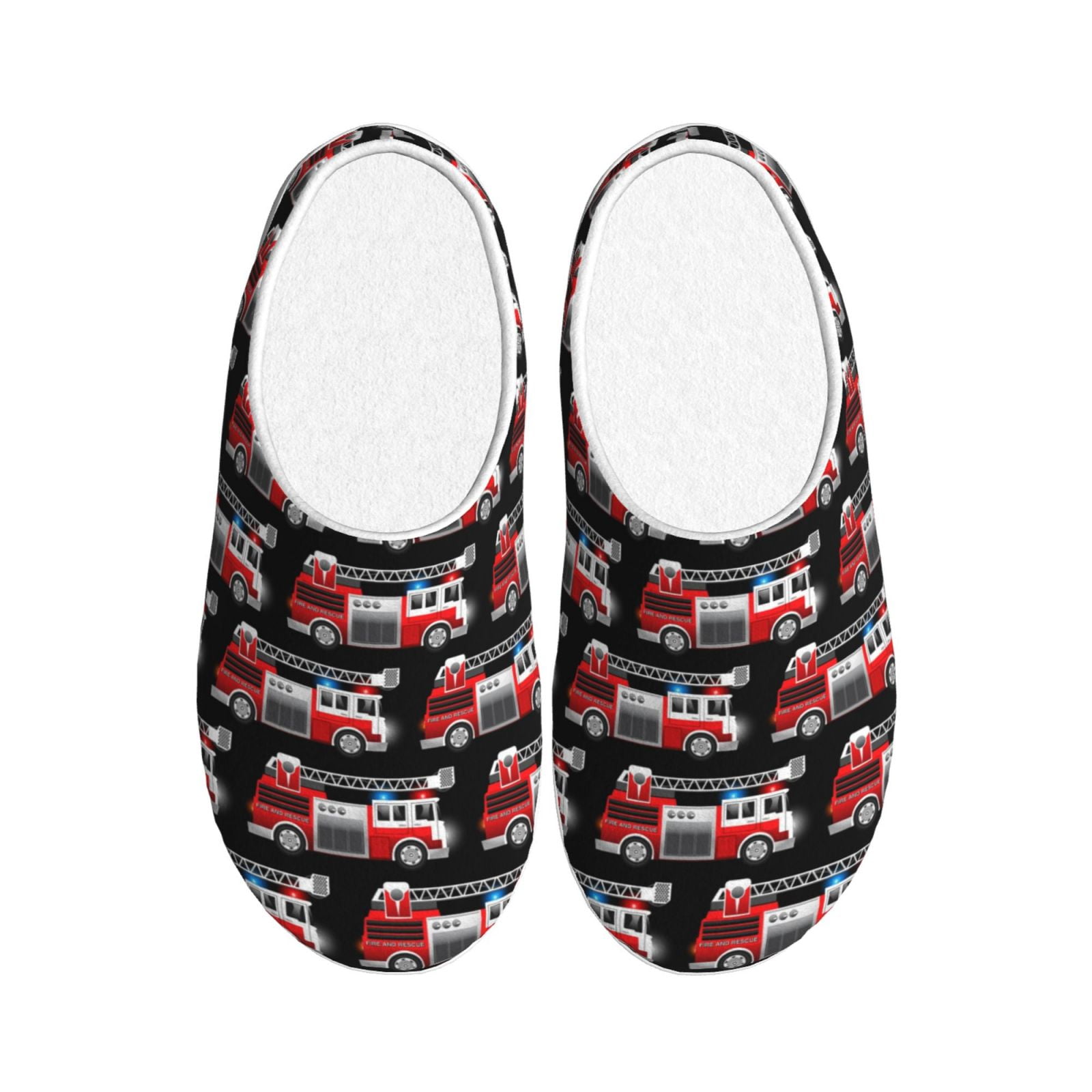 Kdxio Fire and Rescue Truck Women's Men's Slippers Plush Slip-On House ...