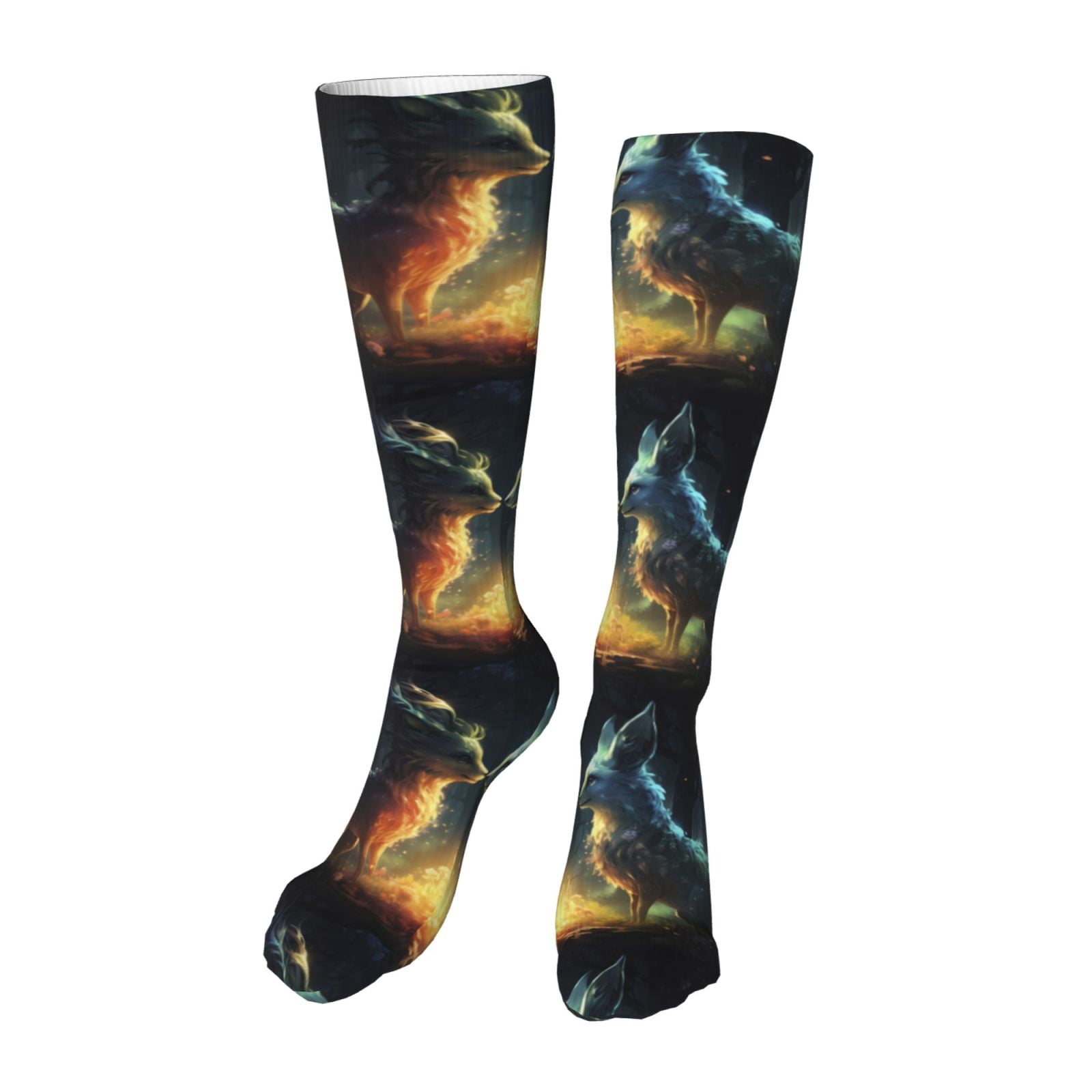 Kdxio Firefly Forest Fox Funny Silky Novelty Funky Long Knee High Socks ...