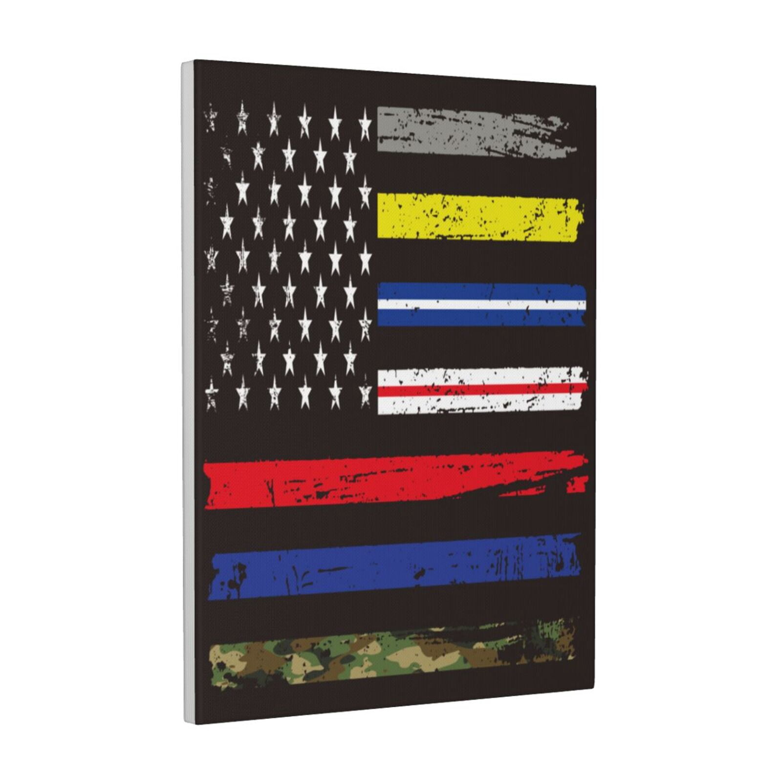 Kdxio First Responder American Flag Pattern Canvas Wall Art 12x16 ...