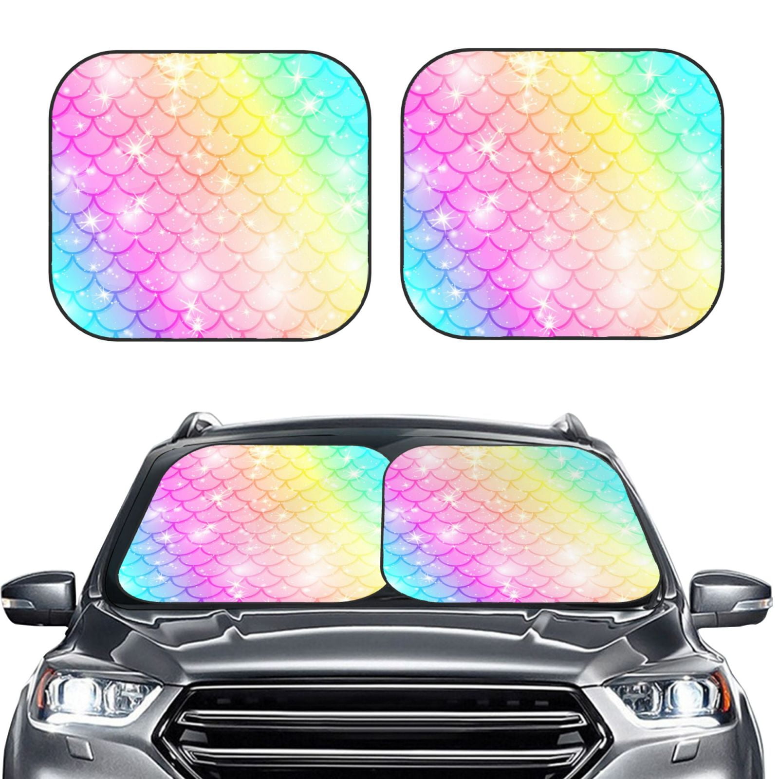 Kdxio Fish Scale Print 2-Piece Sun Shade Front Windshield - Foldable ...