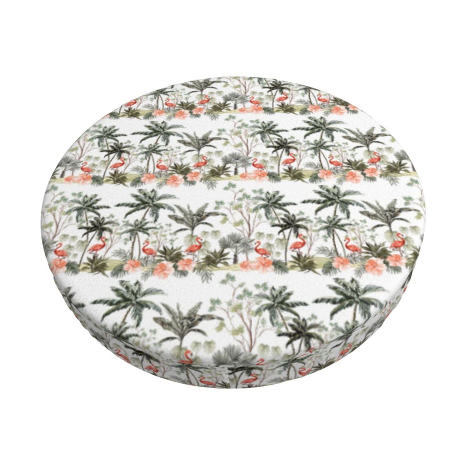 Kdxio Flamingo Palm Trees Print Stool Covers Round,Stretch Round Bar ...