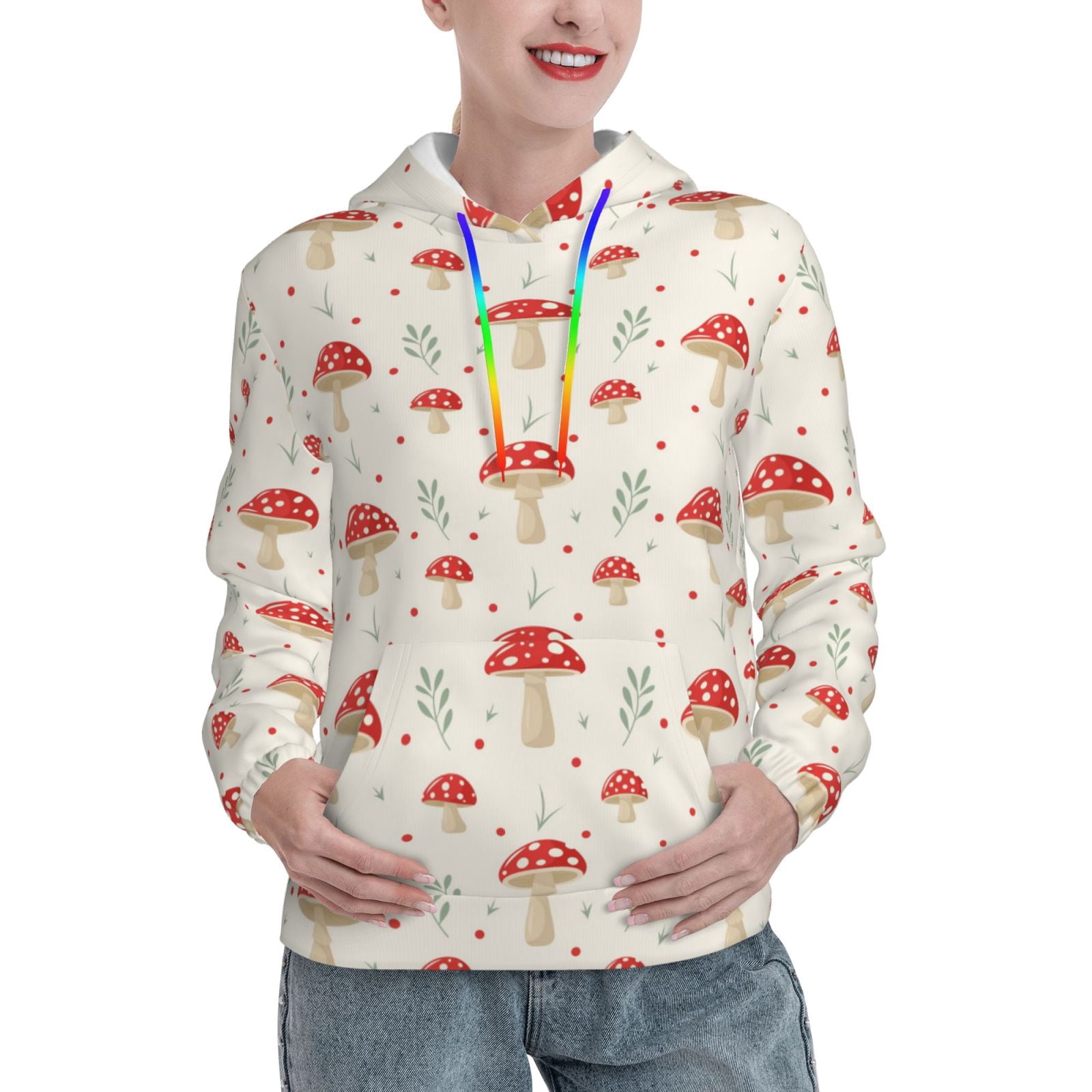 Kdxio Flat Mushrooms Print Womens Oversized Hoodies Sweatshirts Hooded ...