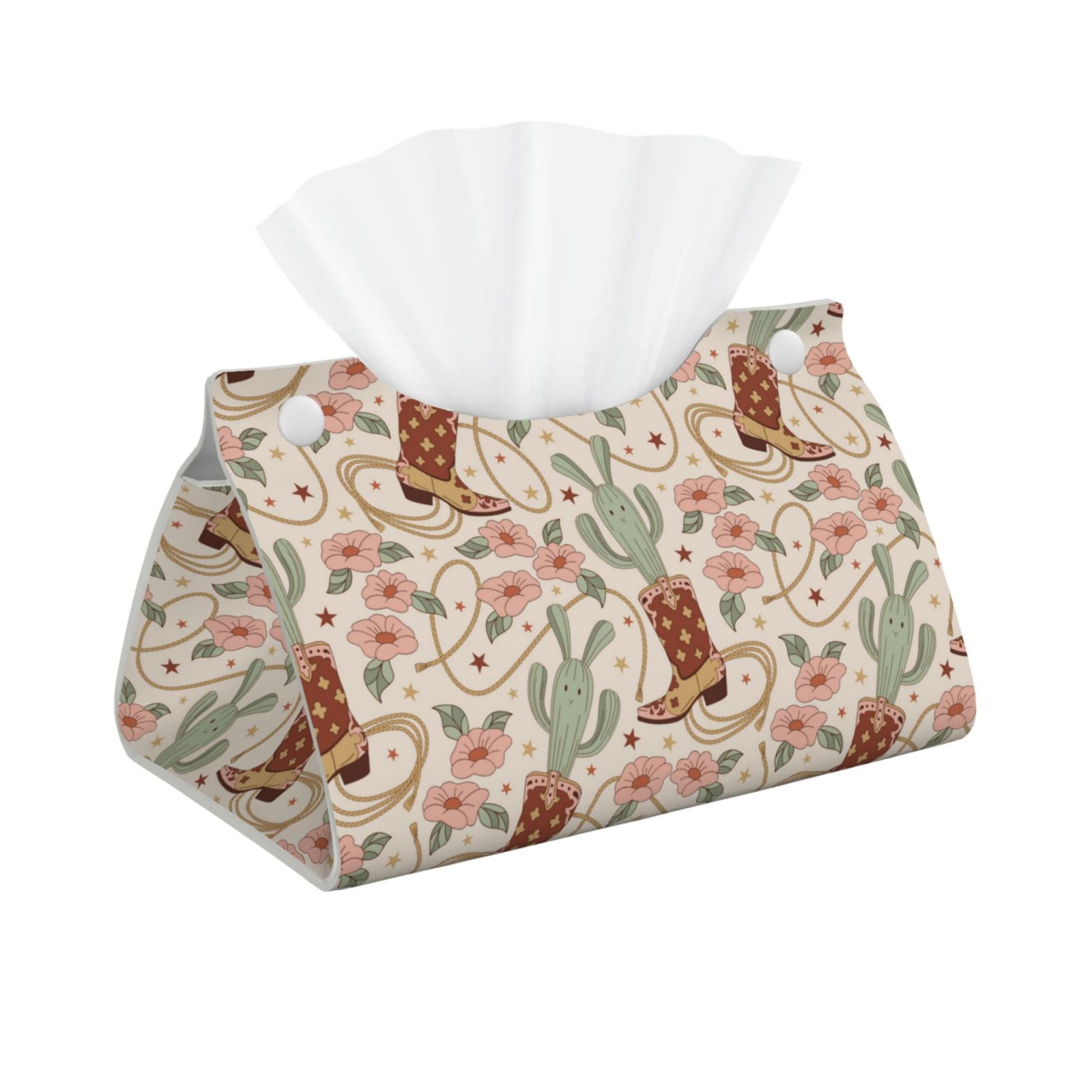 Kdxio Floral Cowboy Boots Print Tissue Box Cover,Modern PU Leather ...